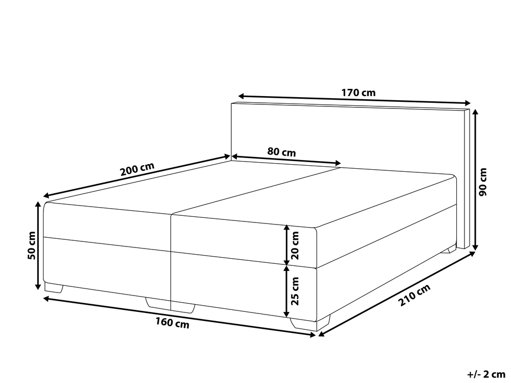 Divan Bed Fabric PRESIDENT 160 x 200 cm EU King Size Light Grey Beliani
