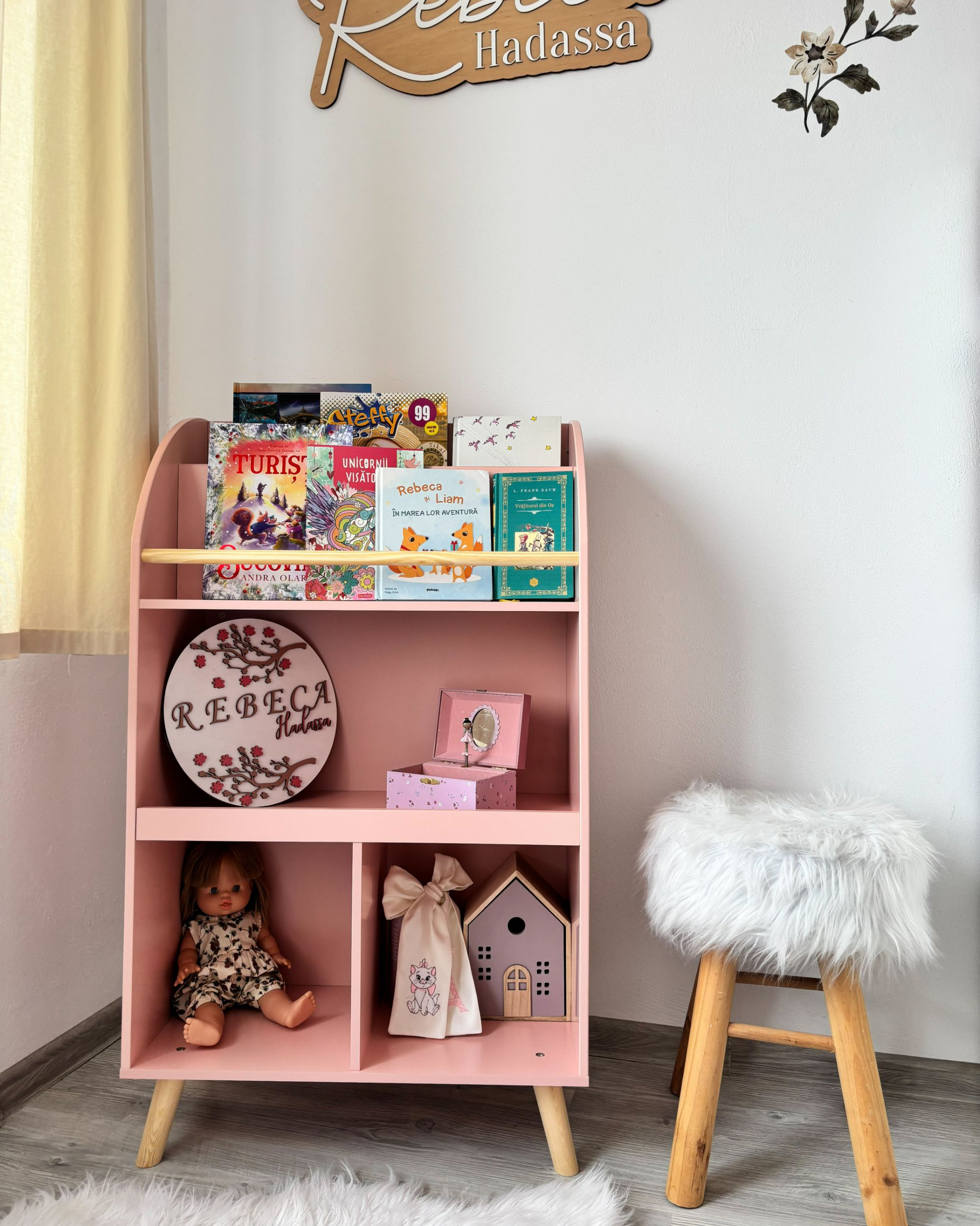 3 Tier Bookcase LILOET Engineered Wood 102 cm Pastel Pink | Beliani.co.uk