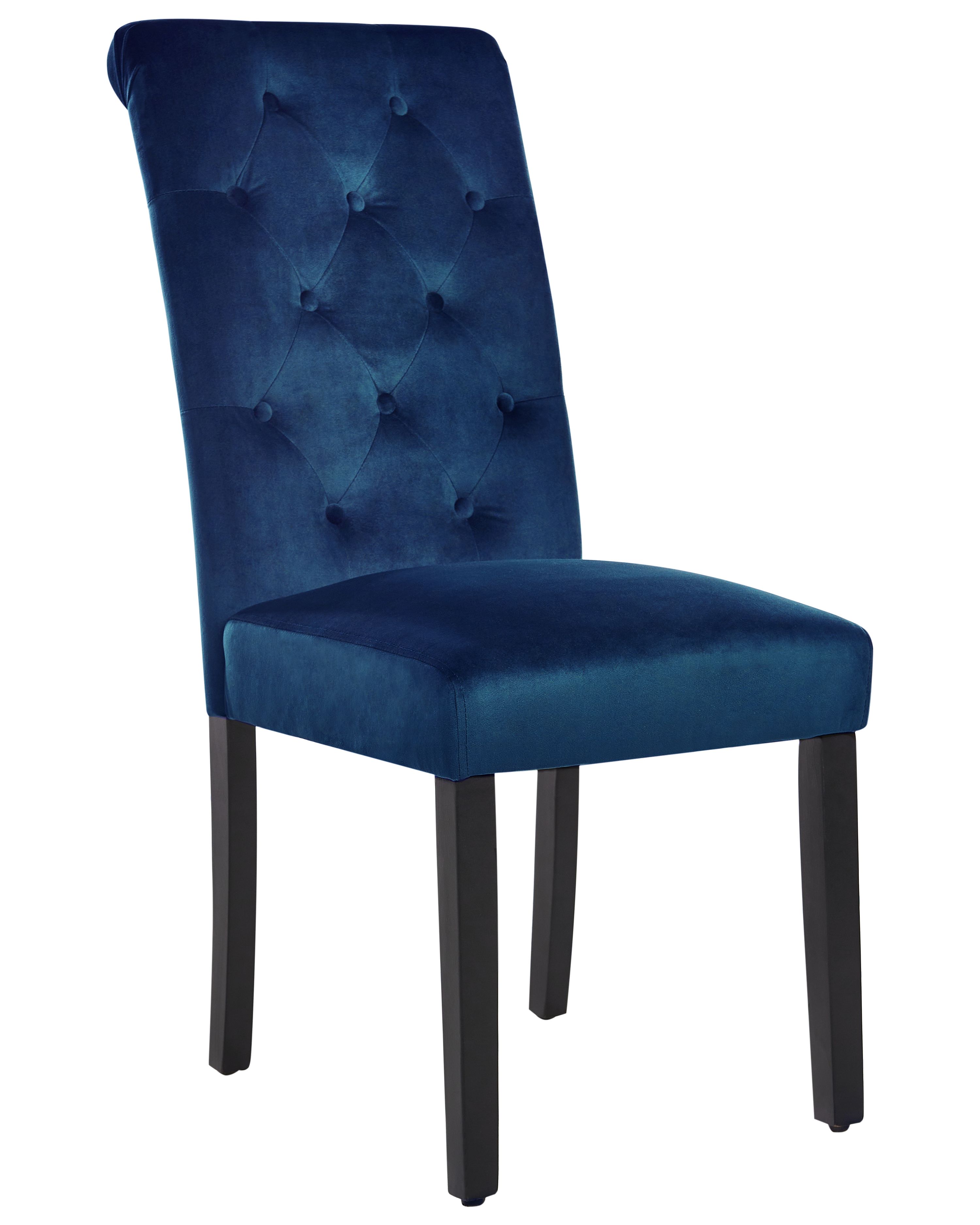 Set of 2 Dining Chairs VELVA Velvet Dark Blue | Beliani.co.uk