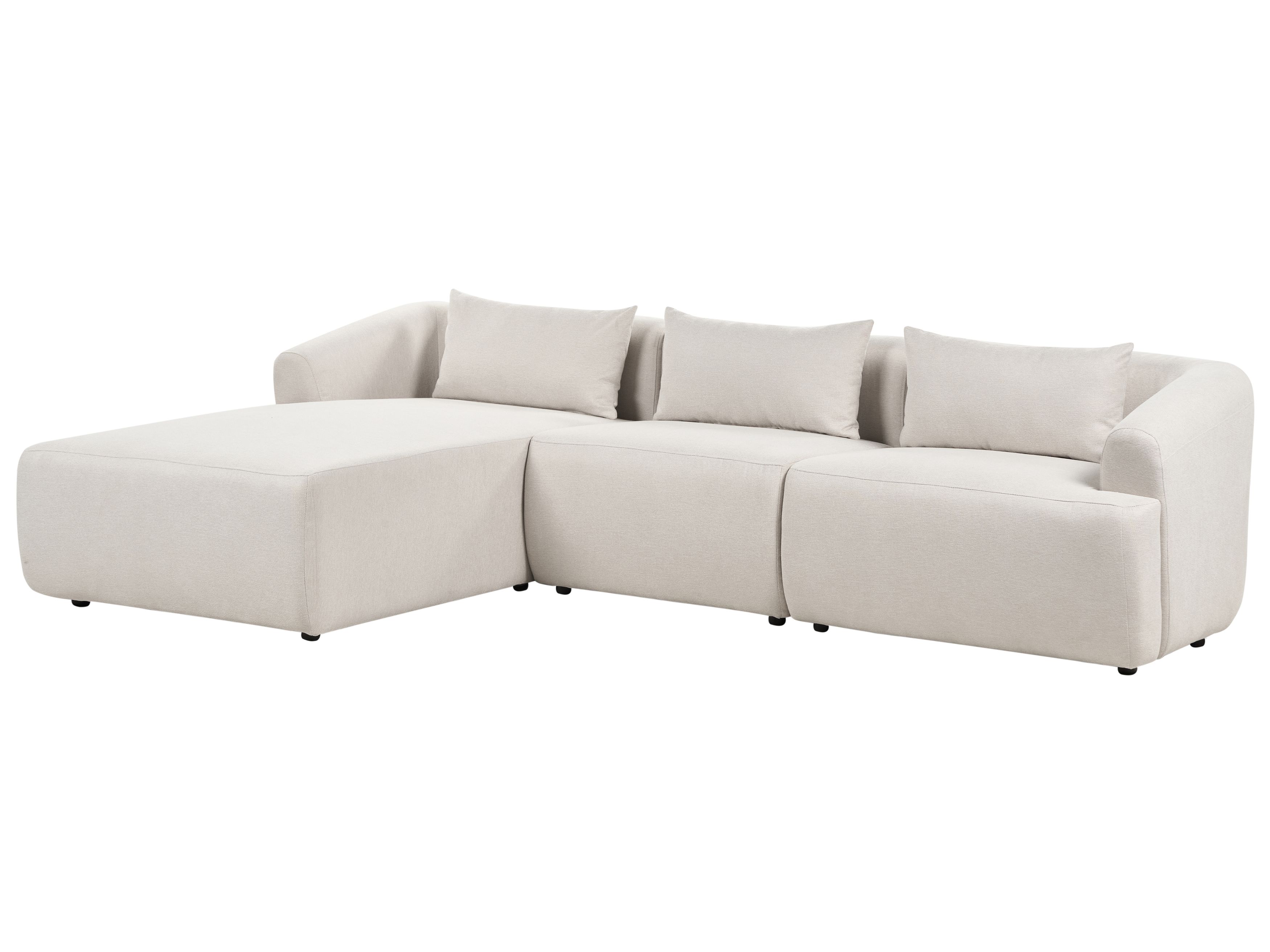 Corner Sofa 3 Seater SVANSELE Fabric Light Beige Right Hand | Beliani.co.uk