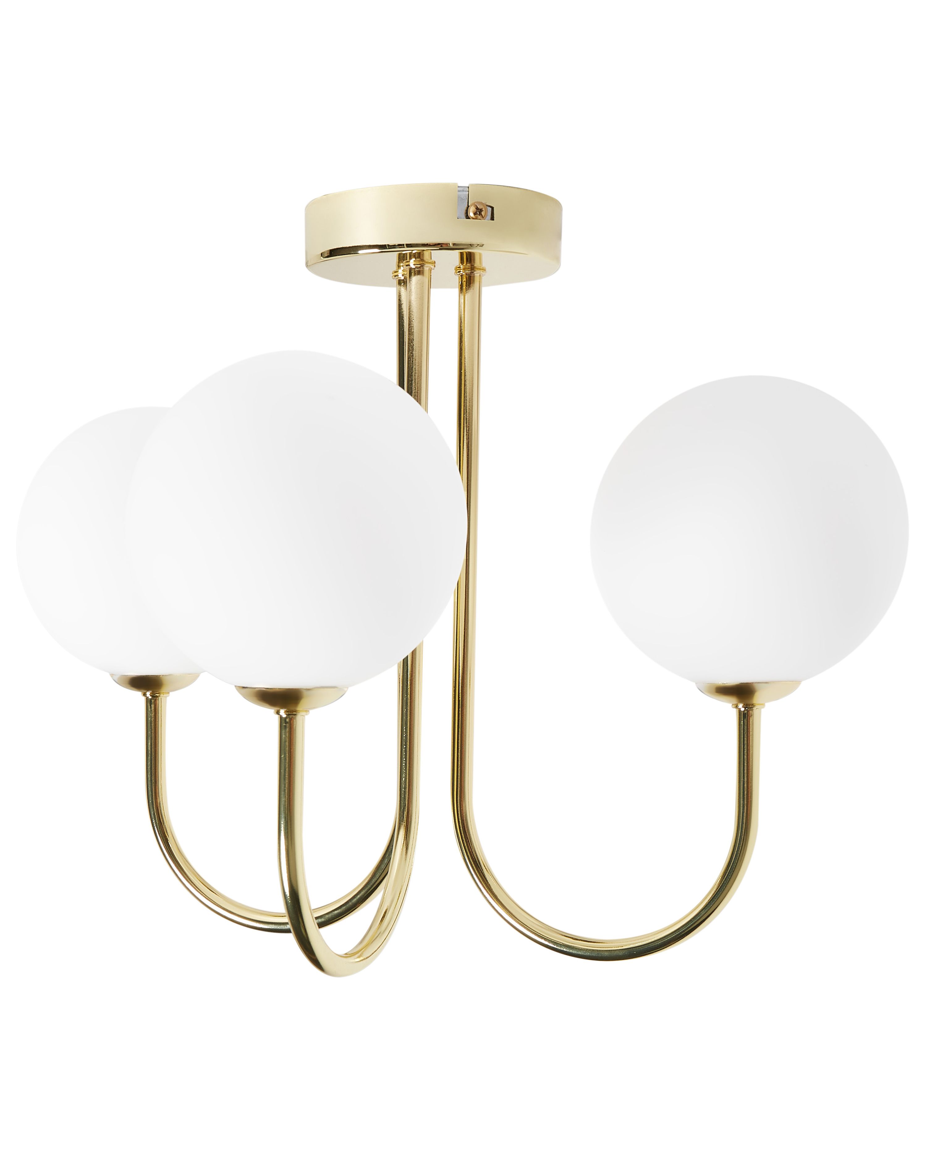 Skleněná stropní lampa se 3 světly bílá SHIRE | Beliani.cz