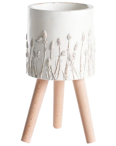Elevated Plant Pot JANINA 24 cm Off-White | Beliani.co.uk