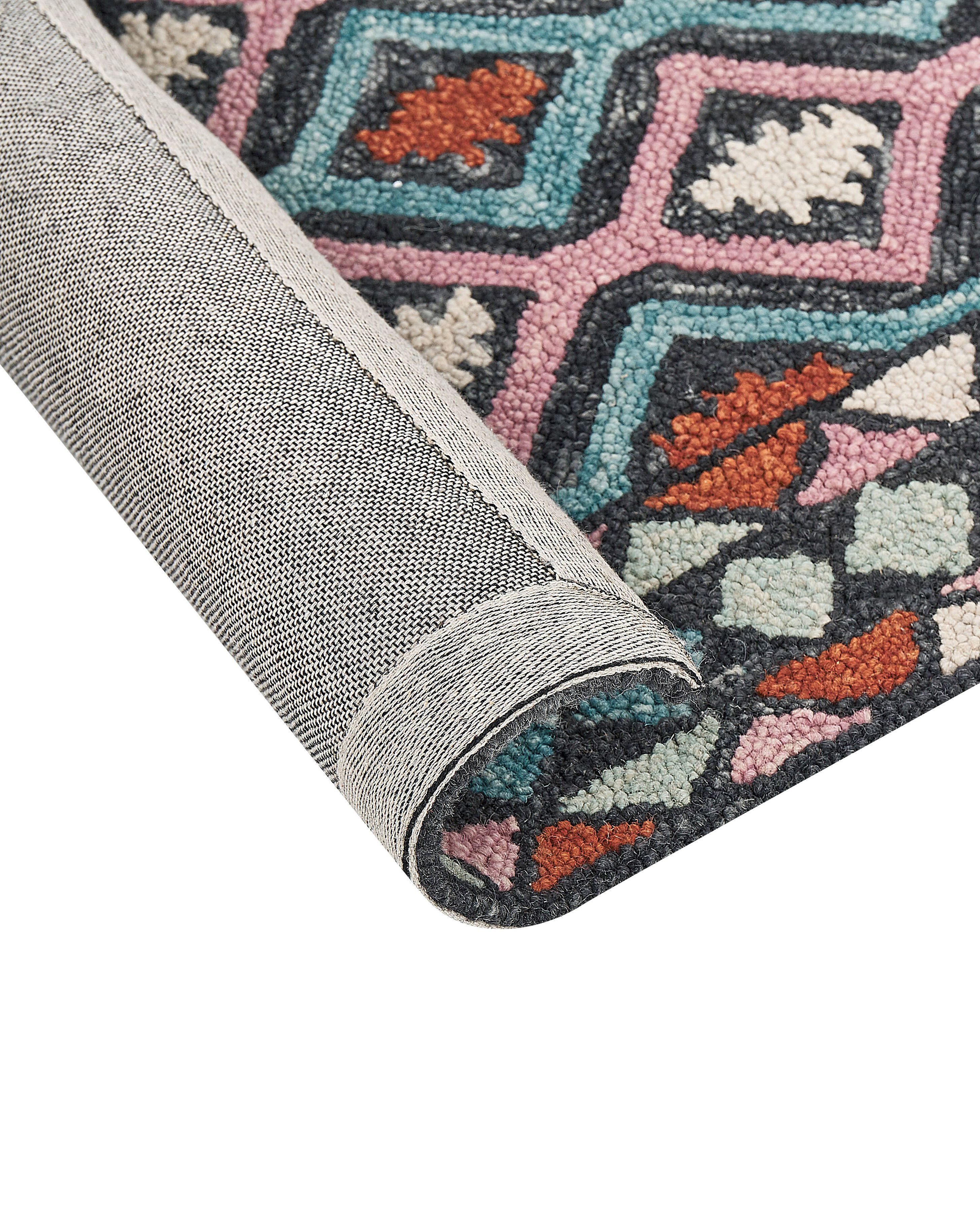 Wool Area Rug 200 x 200 cm Multicolour HAYMANA | Beliani.co.uk