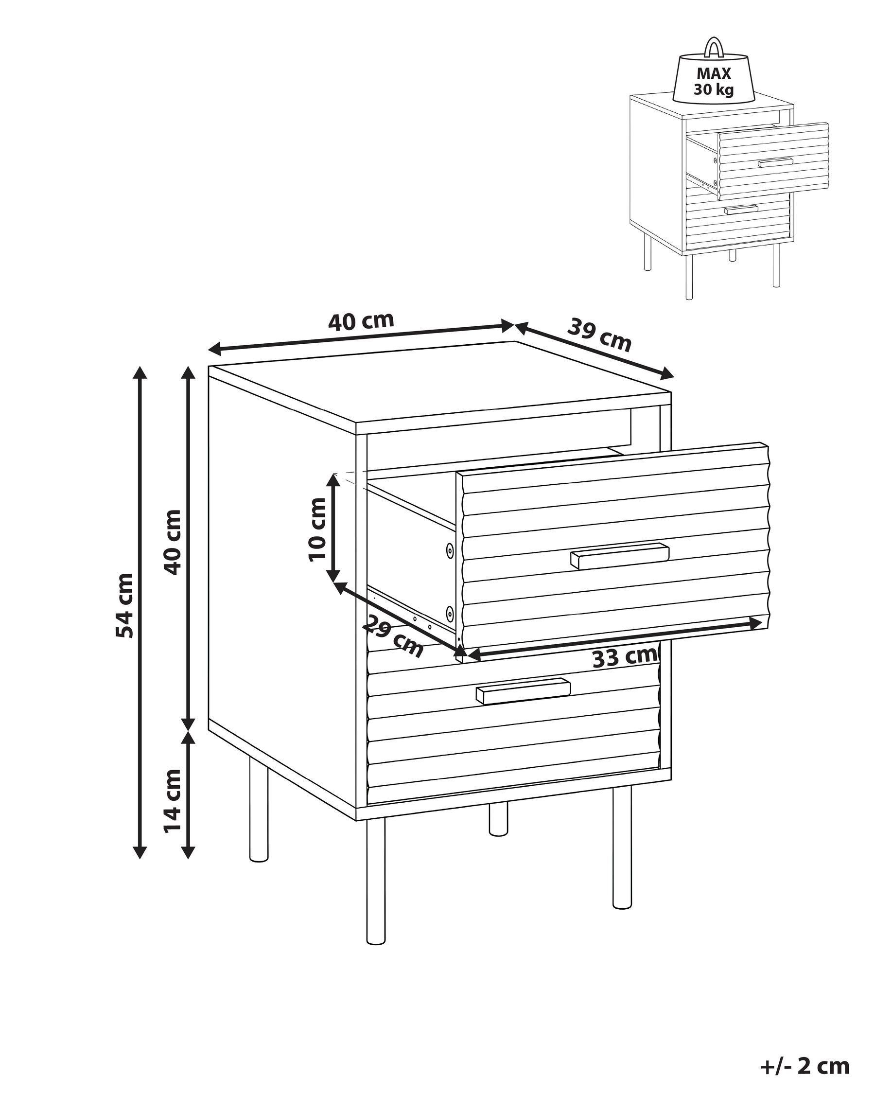 2 Drawer Bedside Table WALGETT Dark Brown | Beliani.co.uk