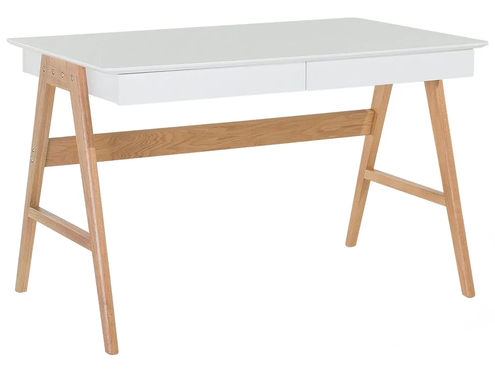 Home Office Desk SHESLAY White 120 cm 70 cm with Storage | Beliani.co.uk