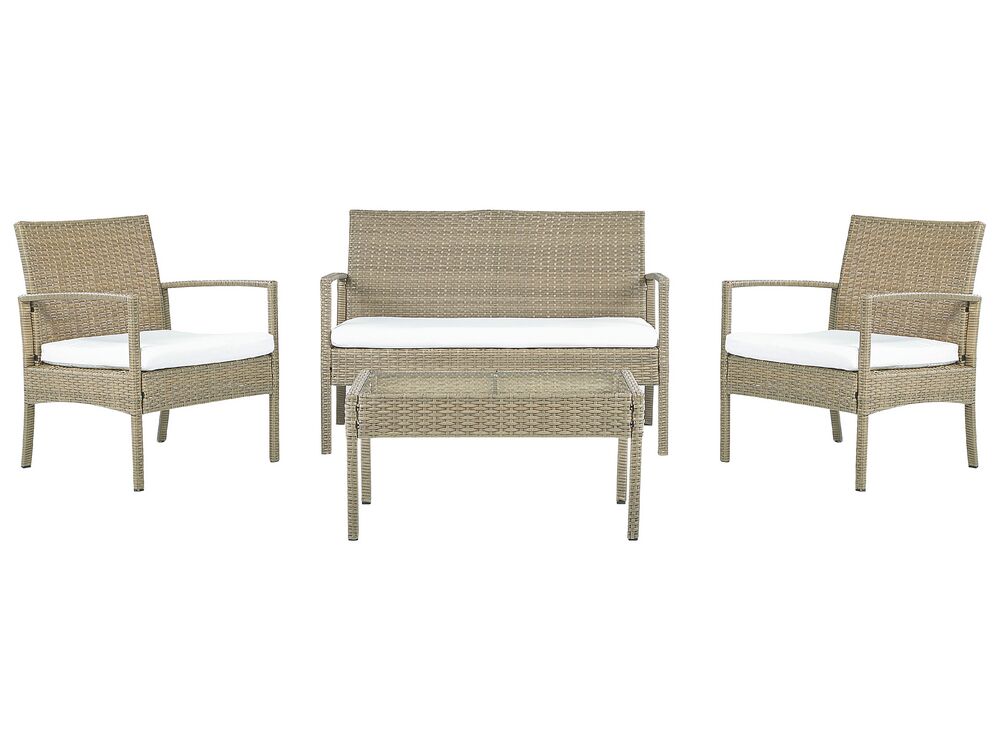 4 Seater PE Rattan Garden Sofa Set Light Brown MARSALA Beliani
