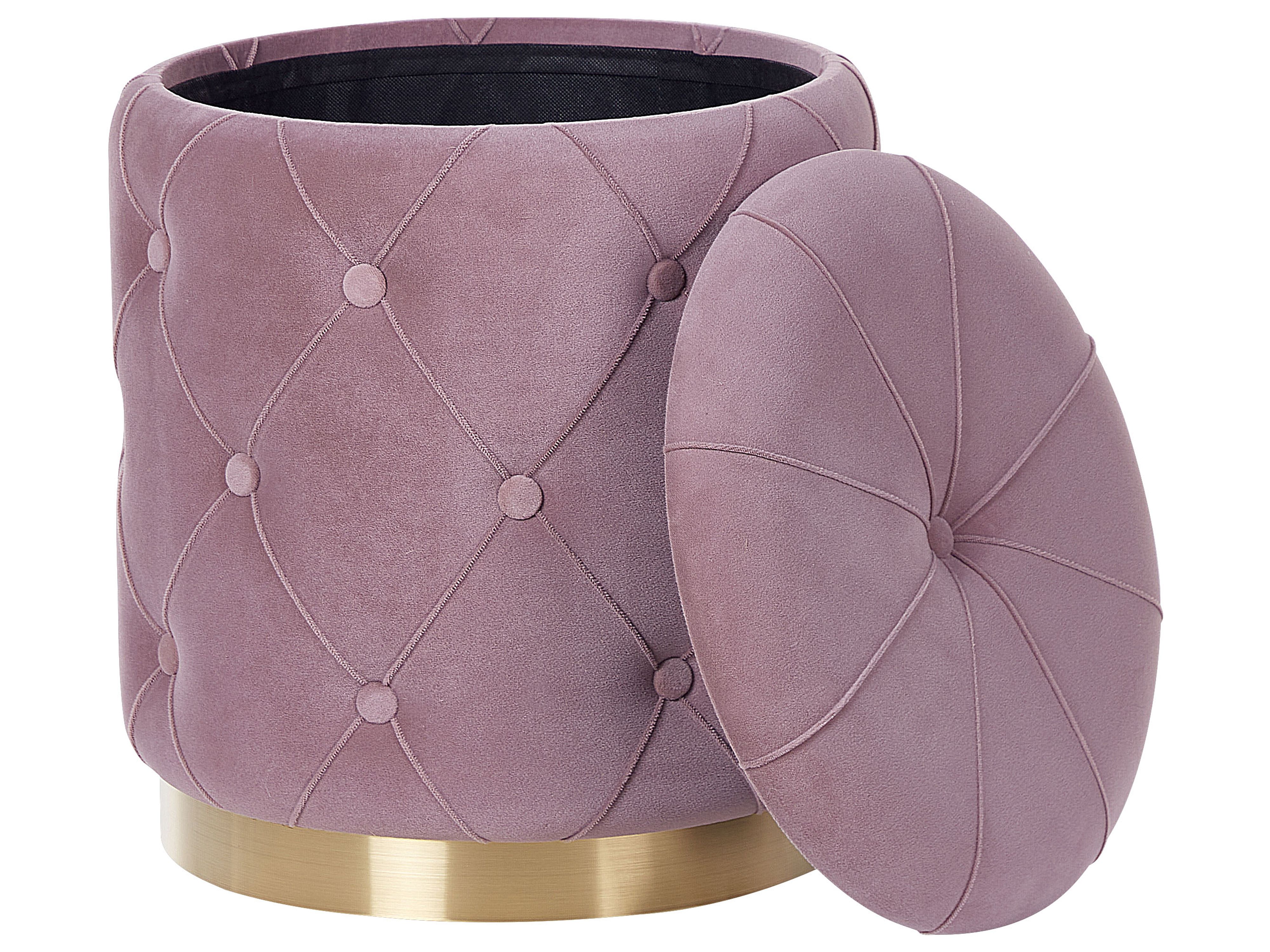 Puf med opbevaring lyserød velour sæt af 2 PUEBLO | Beliani.dk