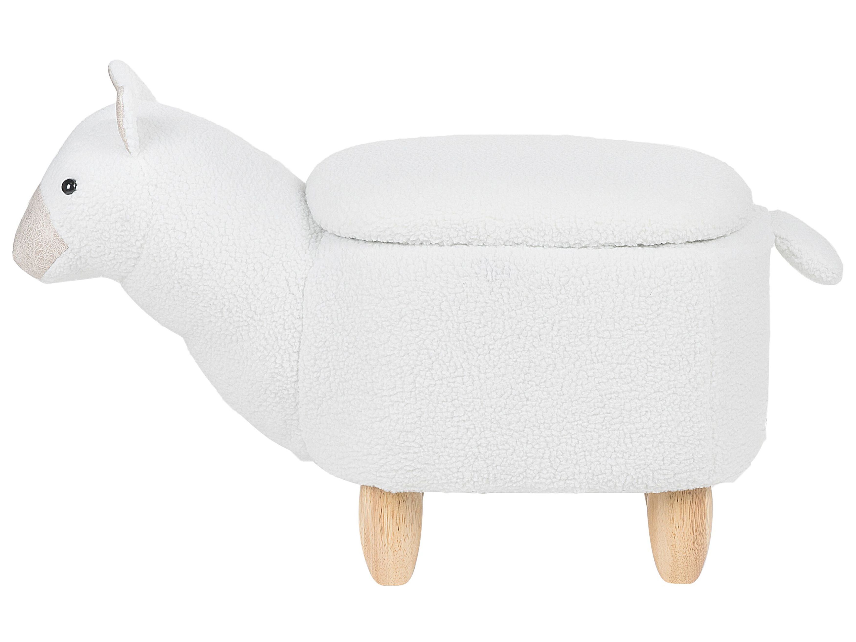 Storage Animal Stool ALPACA Fabric White | Beliani.co.uk