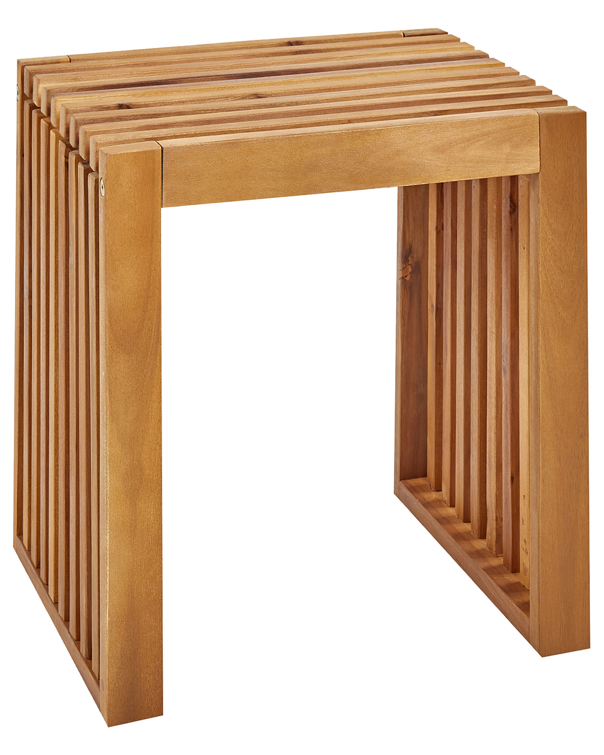 Set of 2 Acacia Wood Garden Stools Light BELLANO | Beliani.co.uk