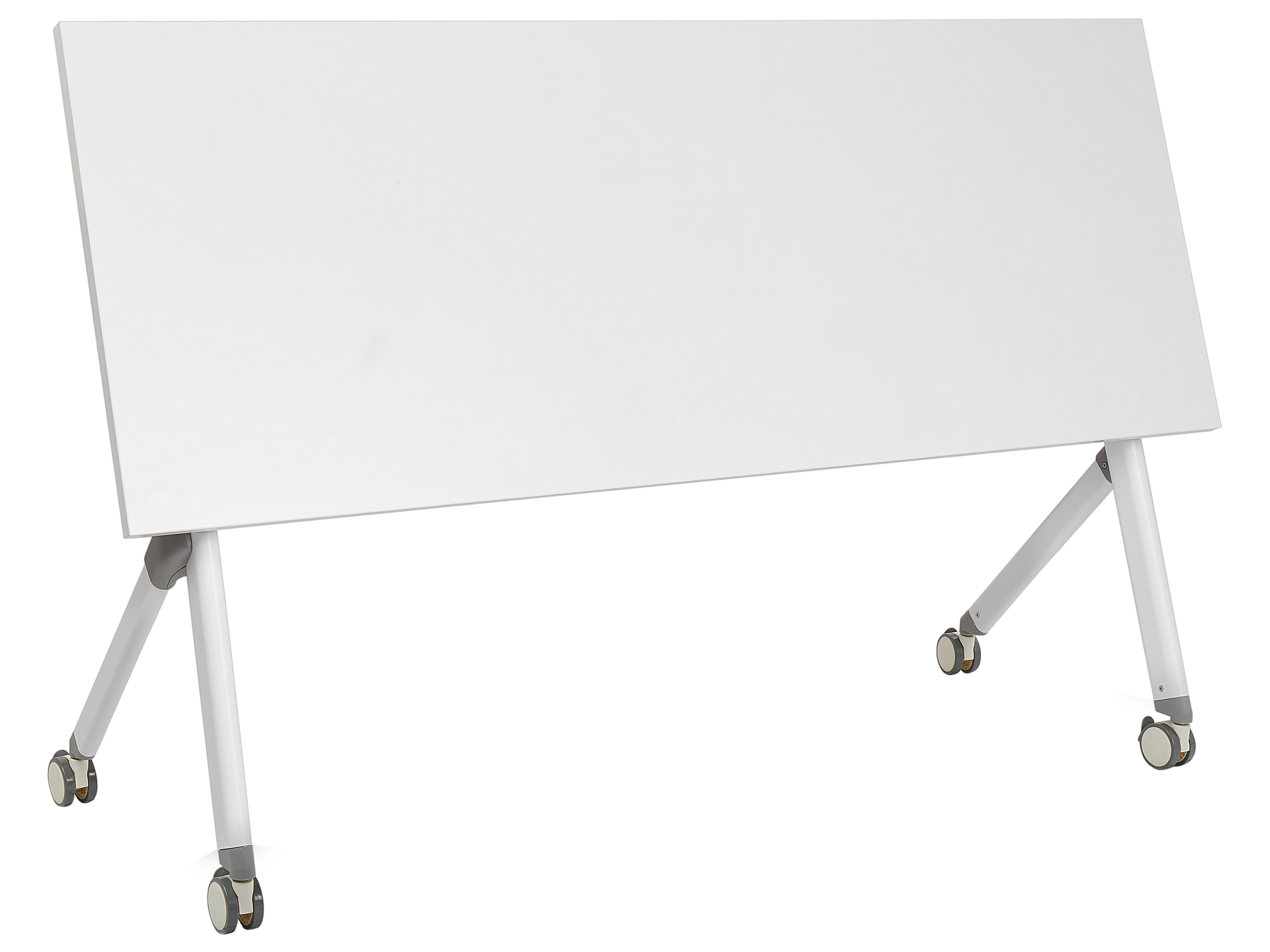 Foldable Office Desk BENDI White 160 cm 60 cm with Wheels | Beliani.co.uk