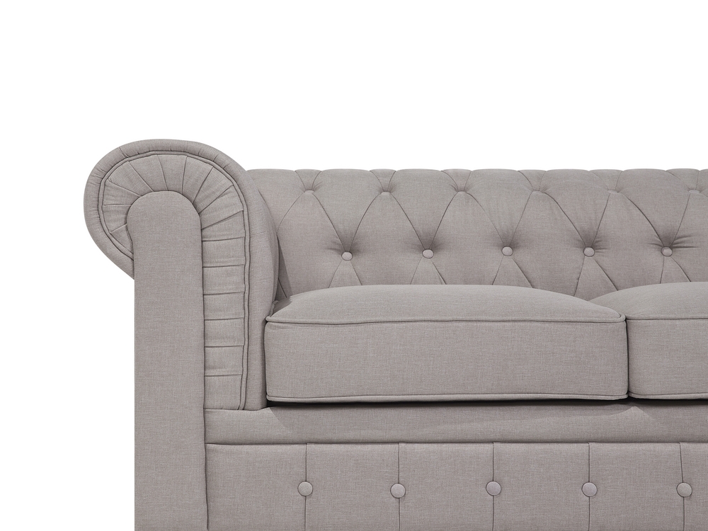 Right Hand Fabric Corner Sofa Beige CHESTERFIELD Beliani