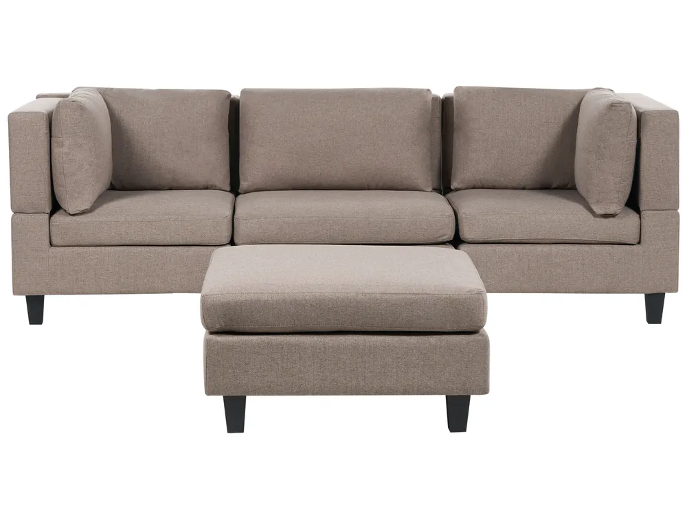 Modulaire bank 3-zits UNSTAD Stof Lichtbeige met ottomaan | Beliani.nl