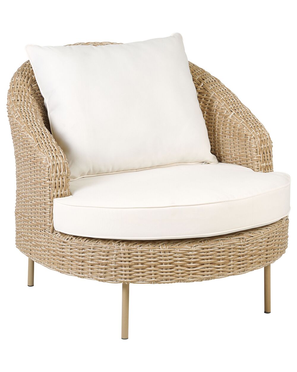 Garden Armchair with Ottoman ARCILLE PE Rattan Natural Beliani