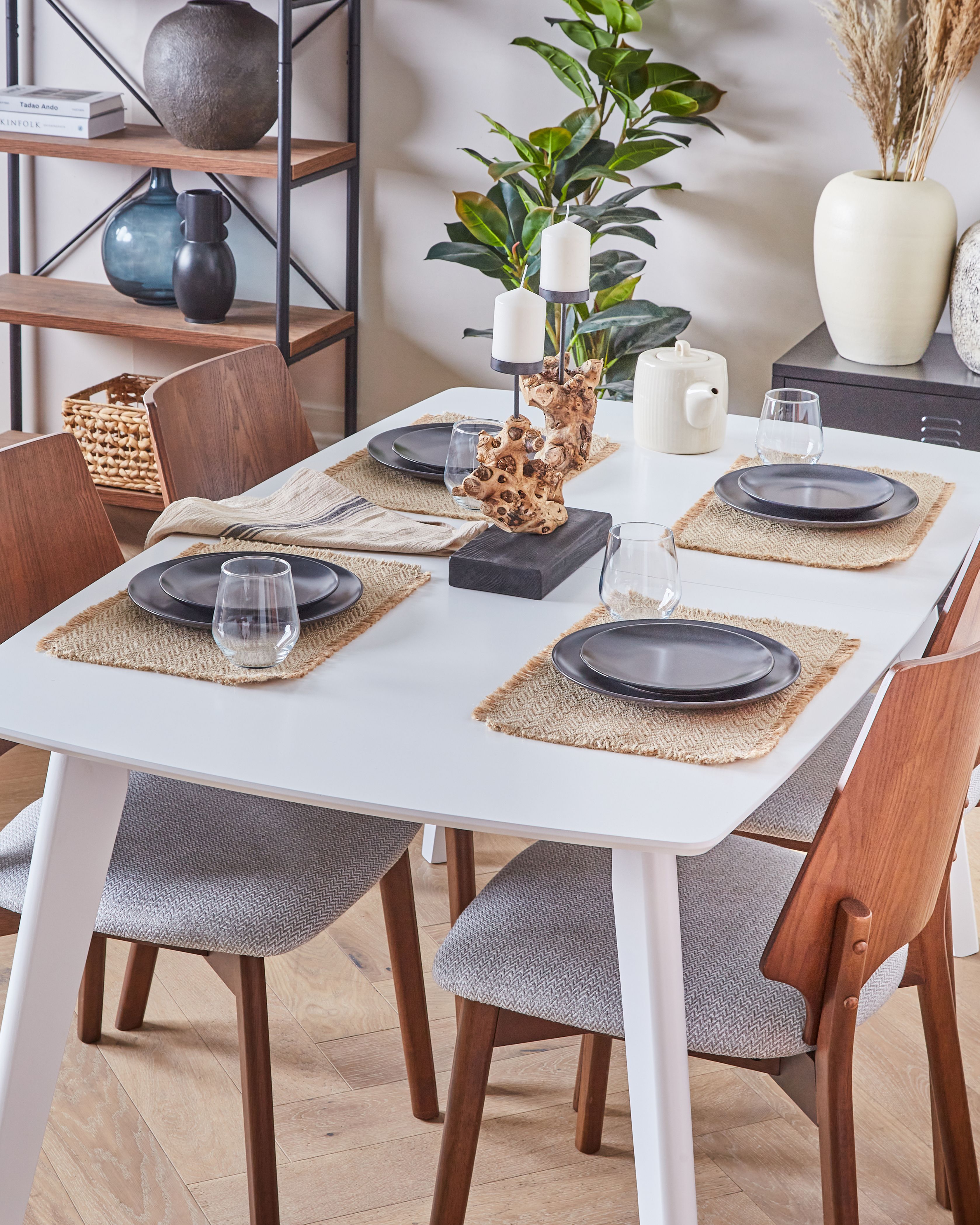 Extending Dining Table 120/160 x 80 cm White SANFORD | Beliani.co.uk