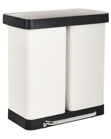Double Waste Bin 60L White ECOSORT | Beliani.ro