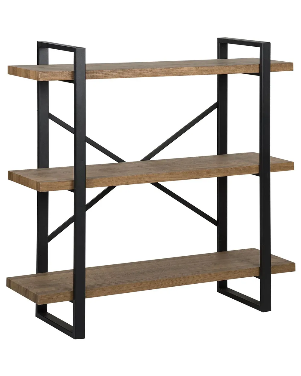 3 Tier Shelving Unit TIMBER 111 cm Dark Brown | Beliani.co.uk