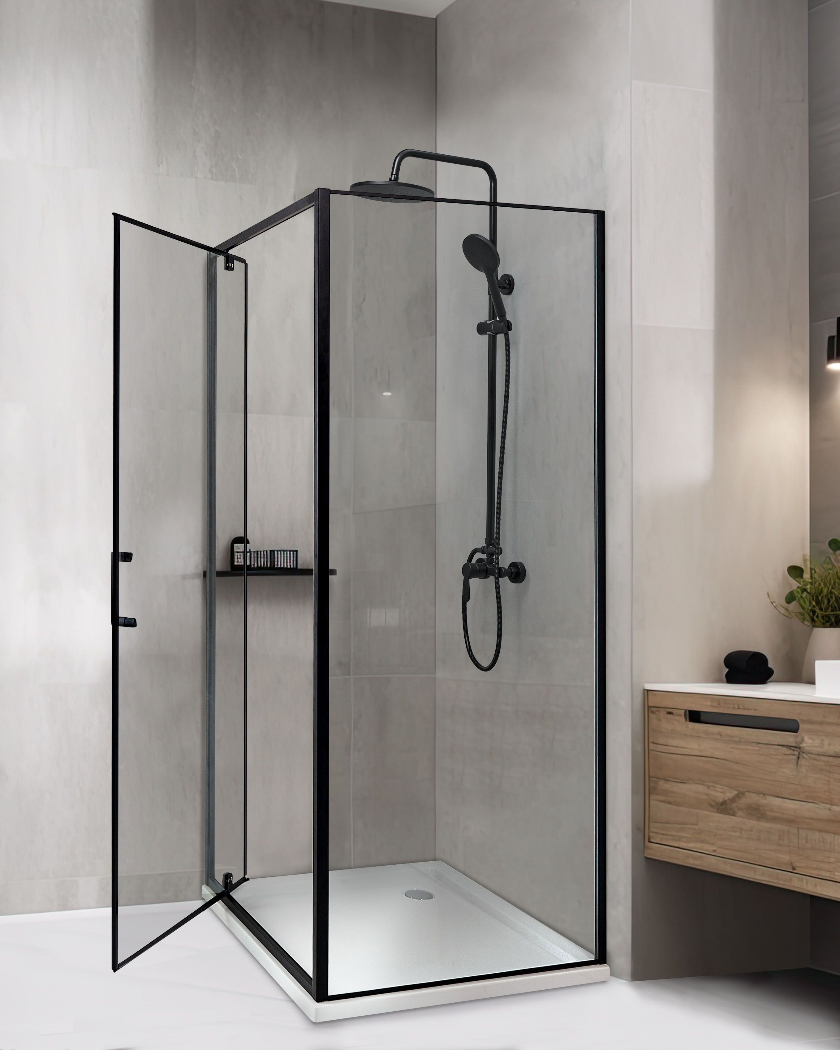 Shower Enclosure DARLI 700 x 700 x 1850 mm Black | Beliani.co.uk