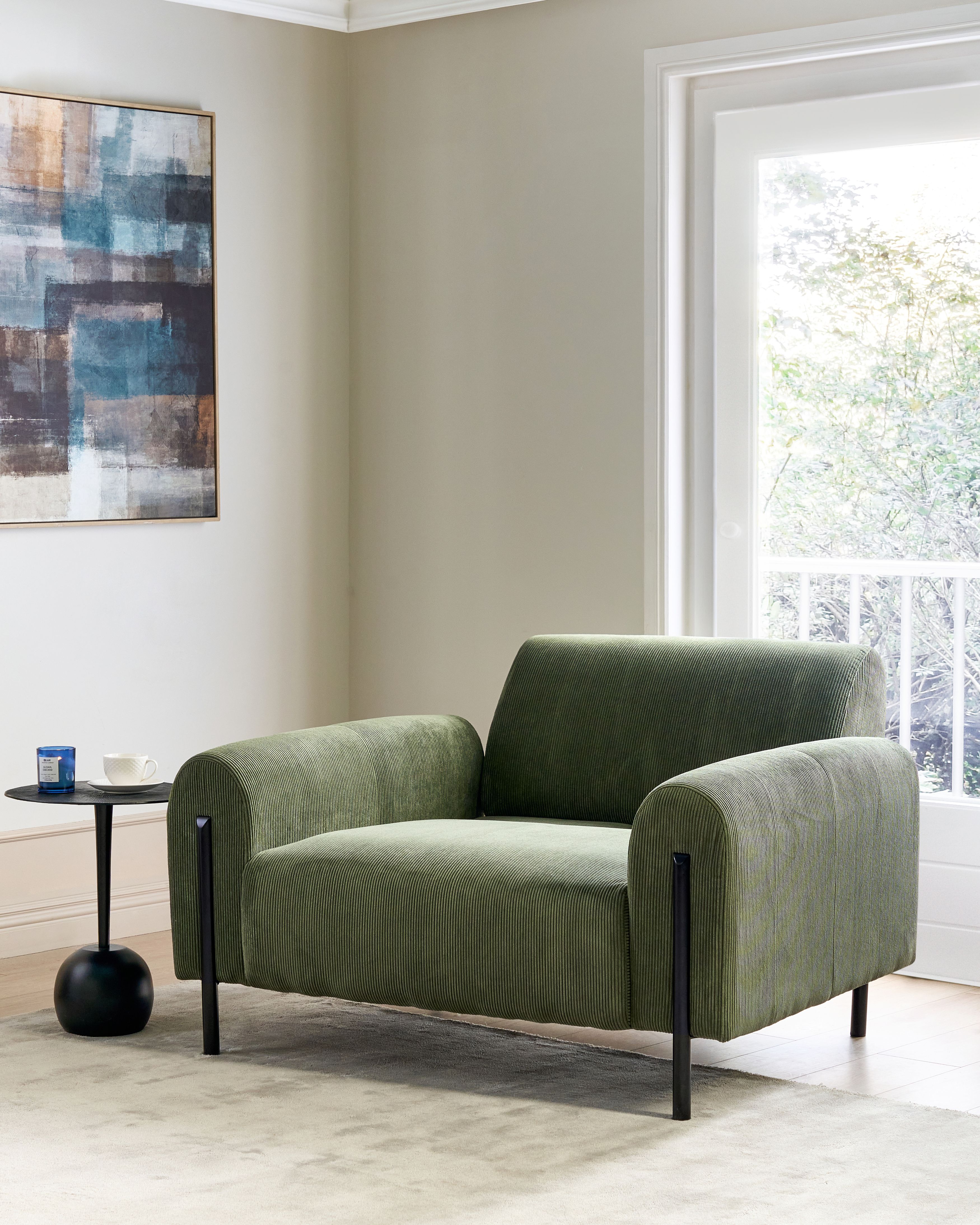 Nojatuoli ASKIM vakosametti Oliivinvihreä | Beliani.fi