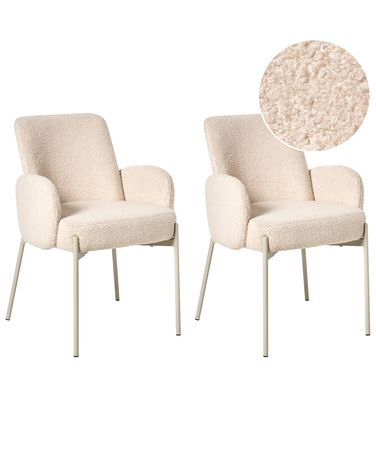 Sett med 2 stoler MAGEE Bouclé Beige | Beliani.no