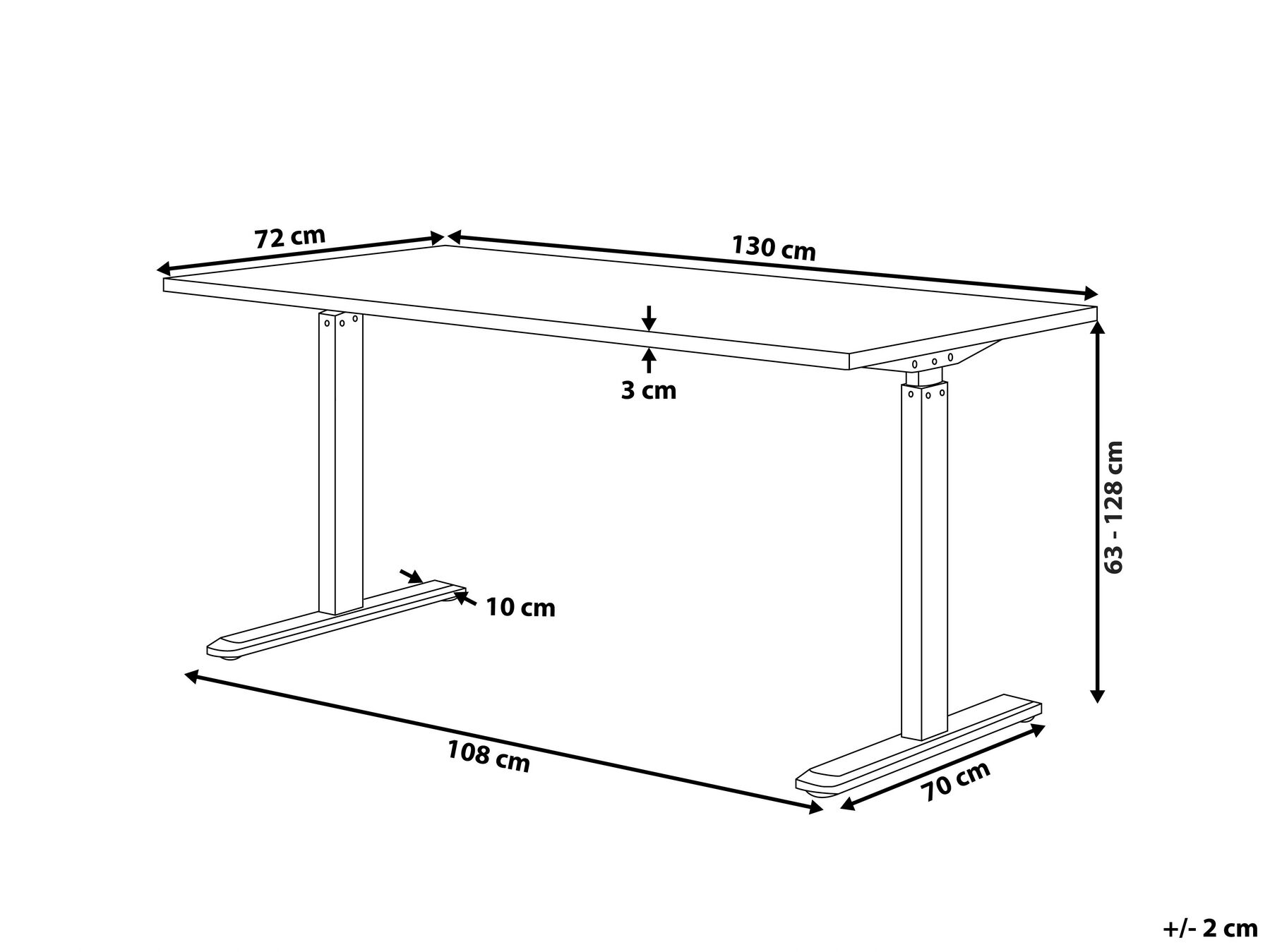 Electric Adjustable Standing Desk DESTIN II Grey/ Black 130 cm 72 cm ...