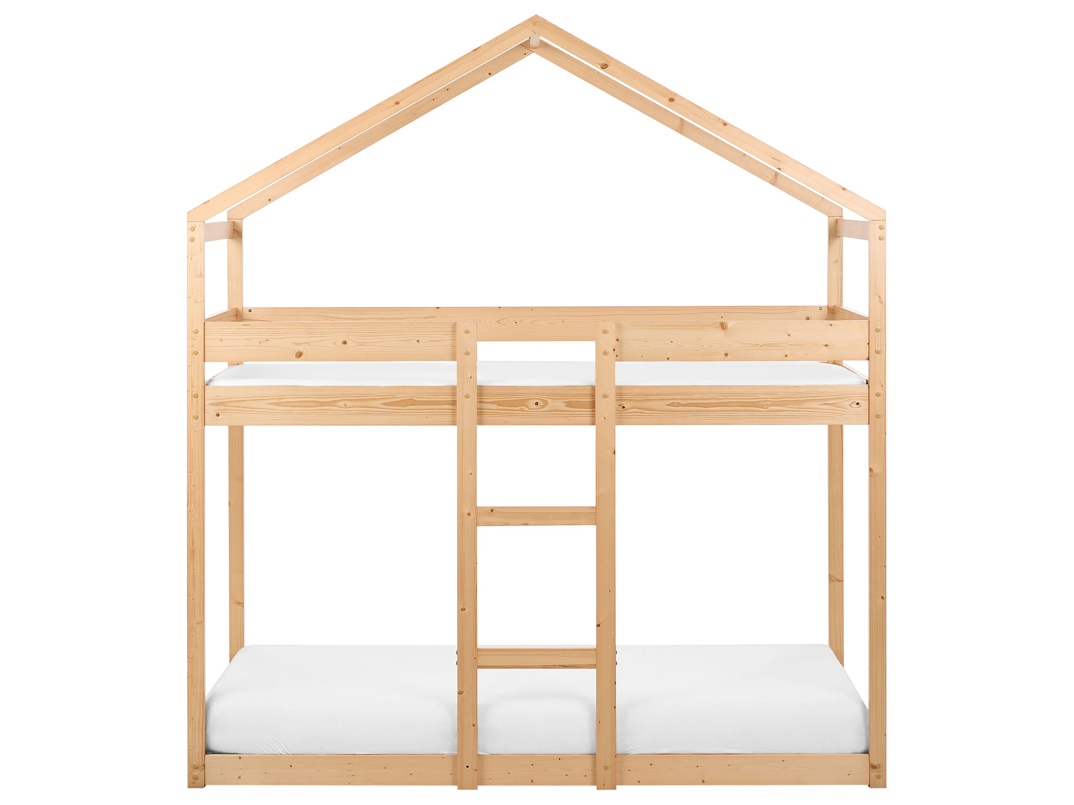 Bunk Bed House Pine Wood LABATUT 90 x 200 cm (EU Single) Light Brown ...