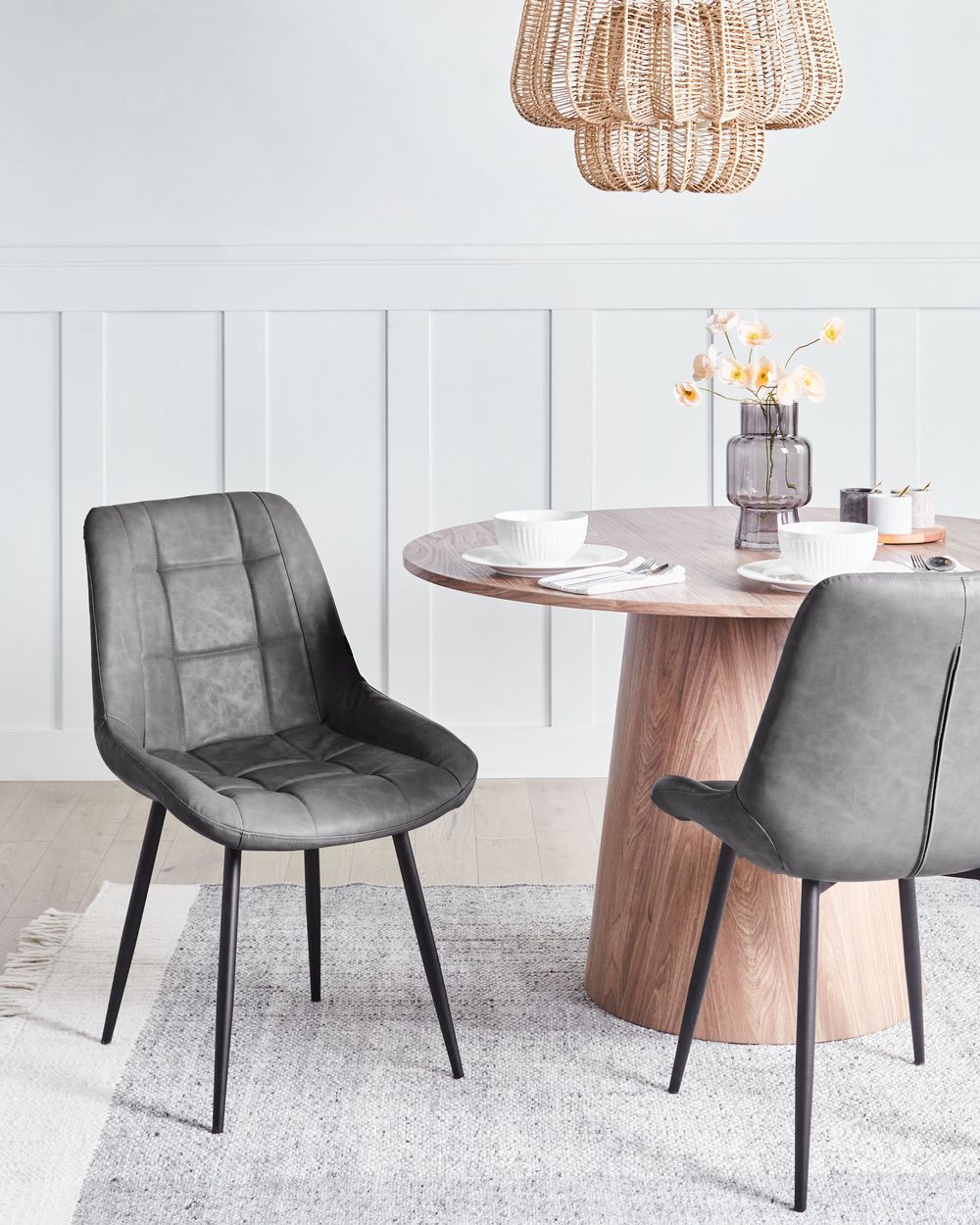 Sæt med 2 spisebordsstole LITHIA Brungrå | Beliani.dk