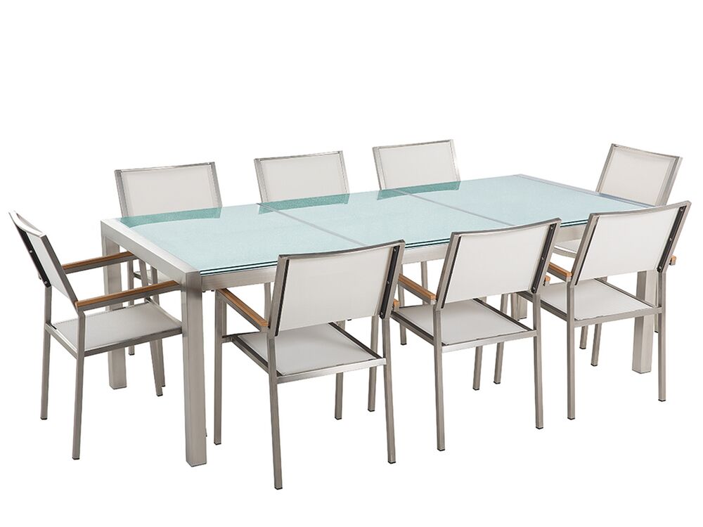 White 8 seater dining table and chairs store
