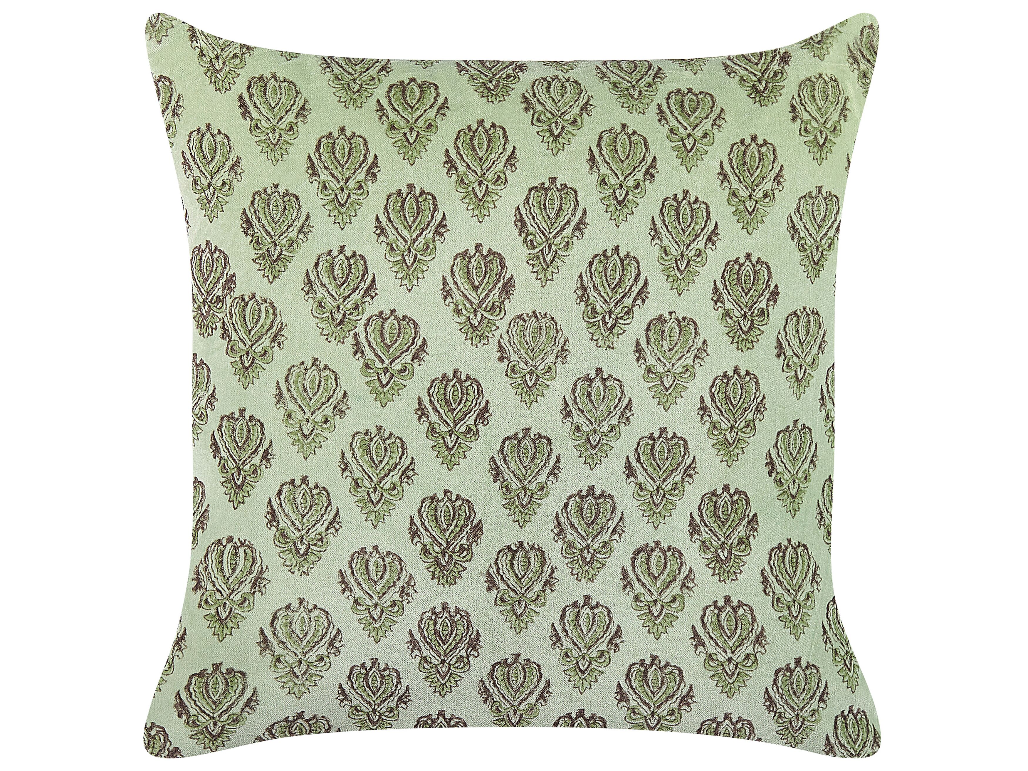 Set of 2 Decorative Cushions RUNGIA Velvet 45 x 45 cm Green Floral ...
