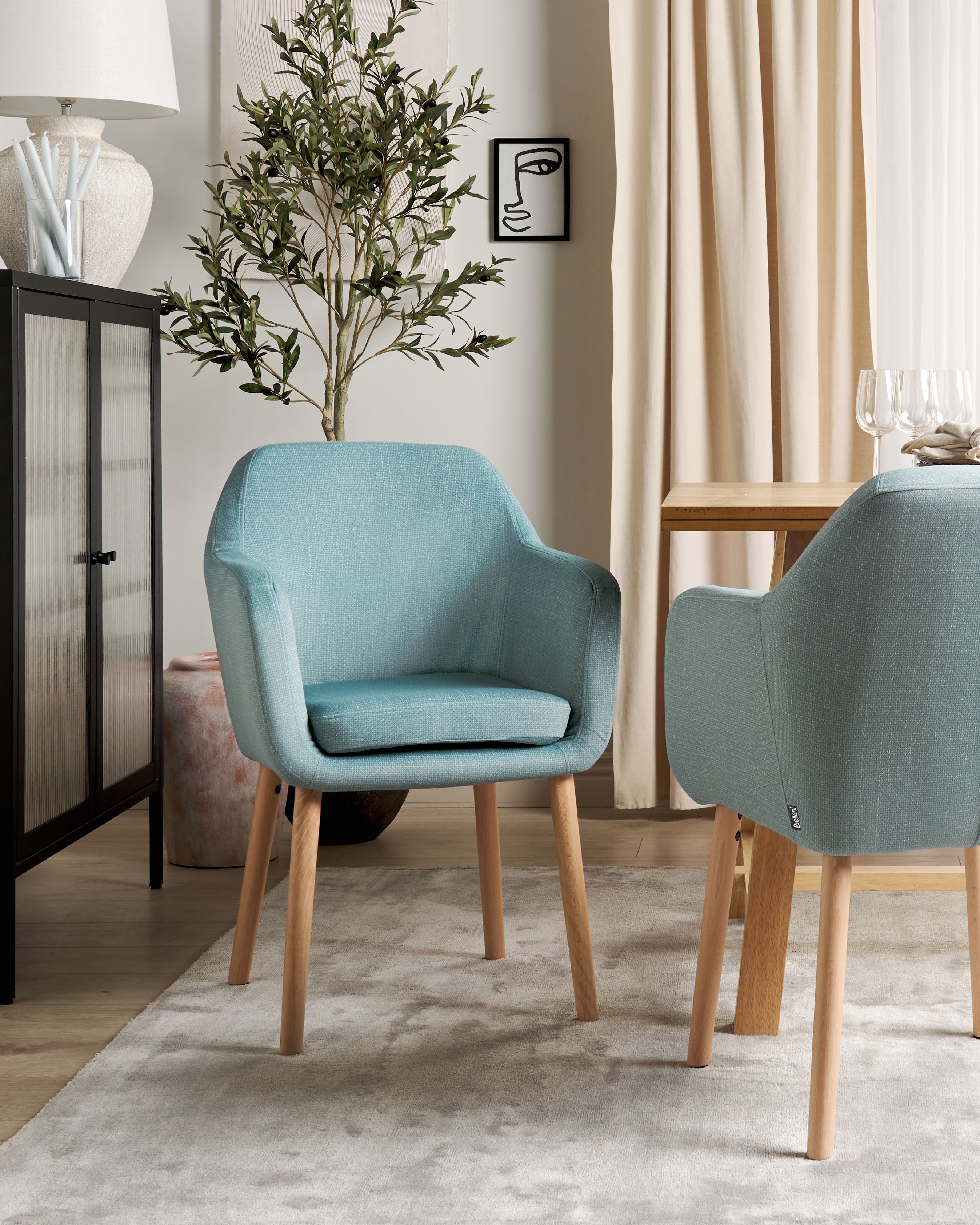 Dining Chair YORKVILLE II Velvet Light Blue | Beliani.co.uk