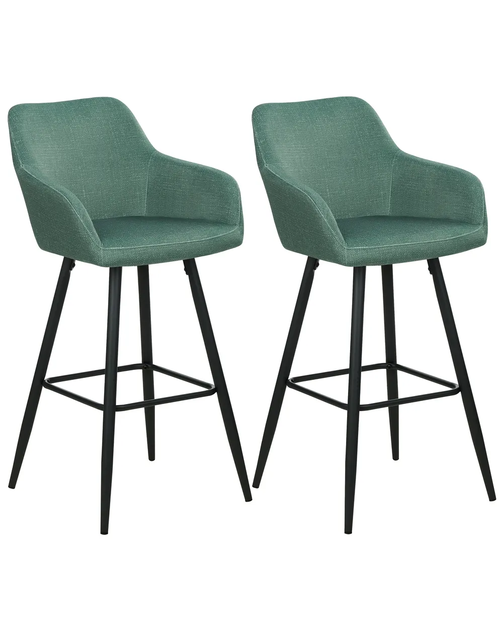 Set of 2 Bar Chairs EMERY Boucle Light Green | Beliani.co.uk