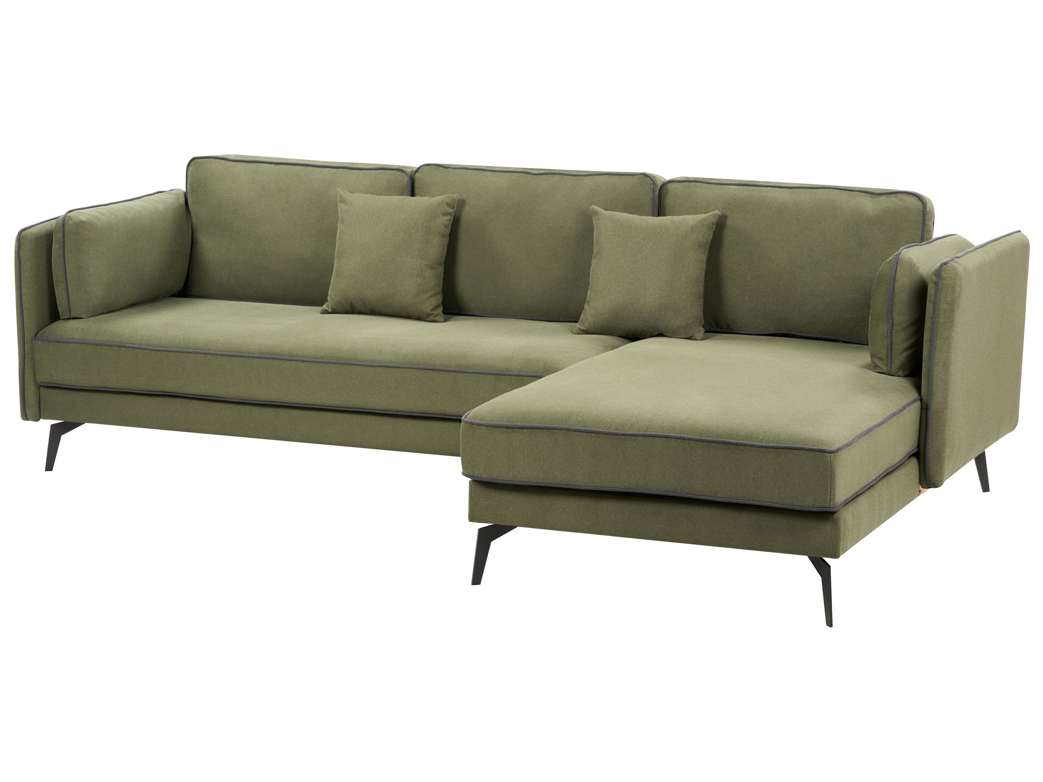 Corner Sofa 3 Seater ALTAN Fabric Green Left Hand | Beliani.co.uk