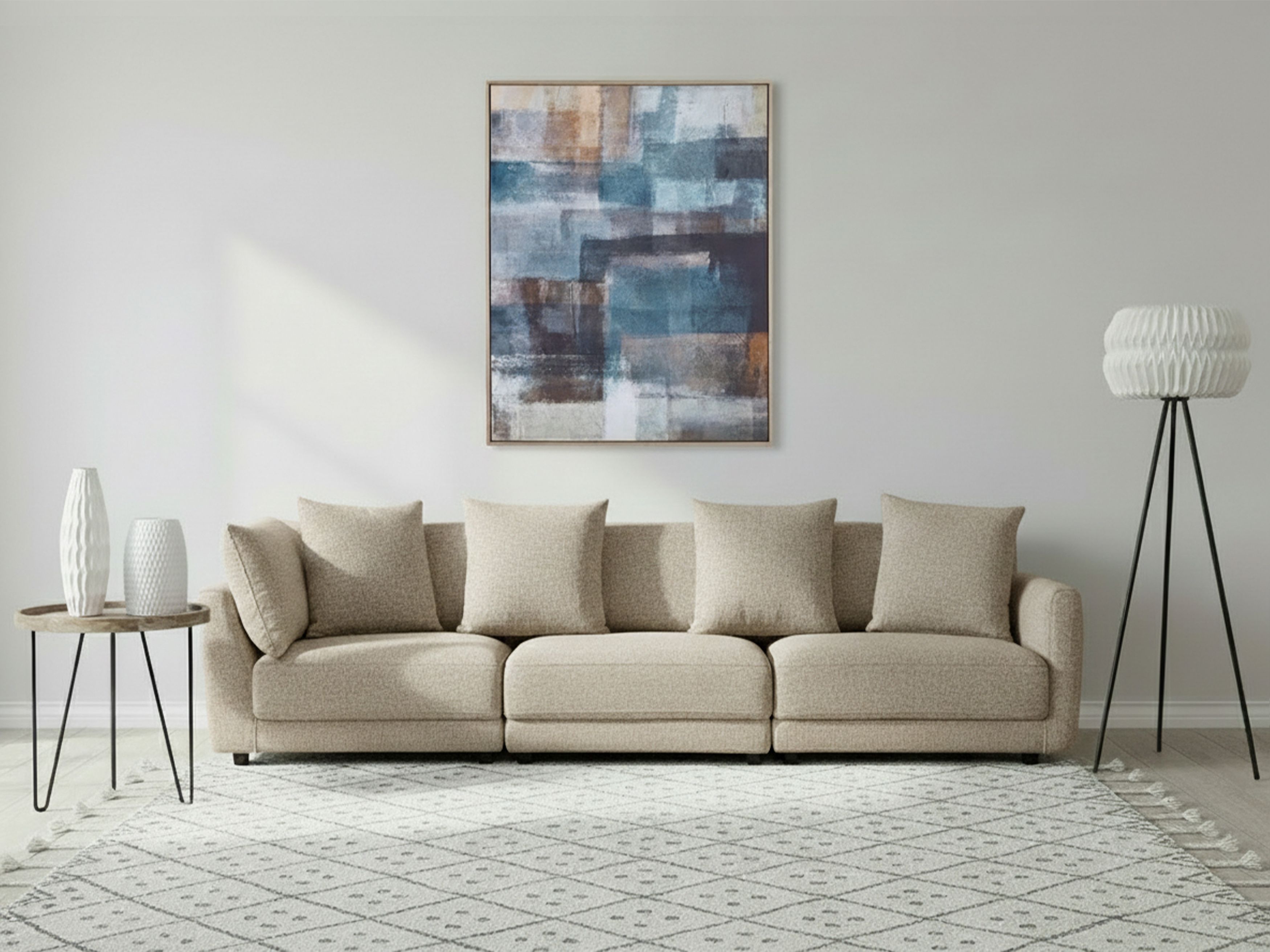 Sofa 3 Seater SIGTUNA Fabric Beige | Beliani.co.uk