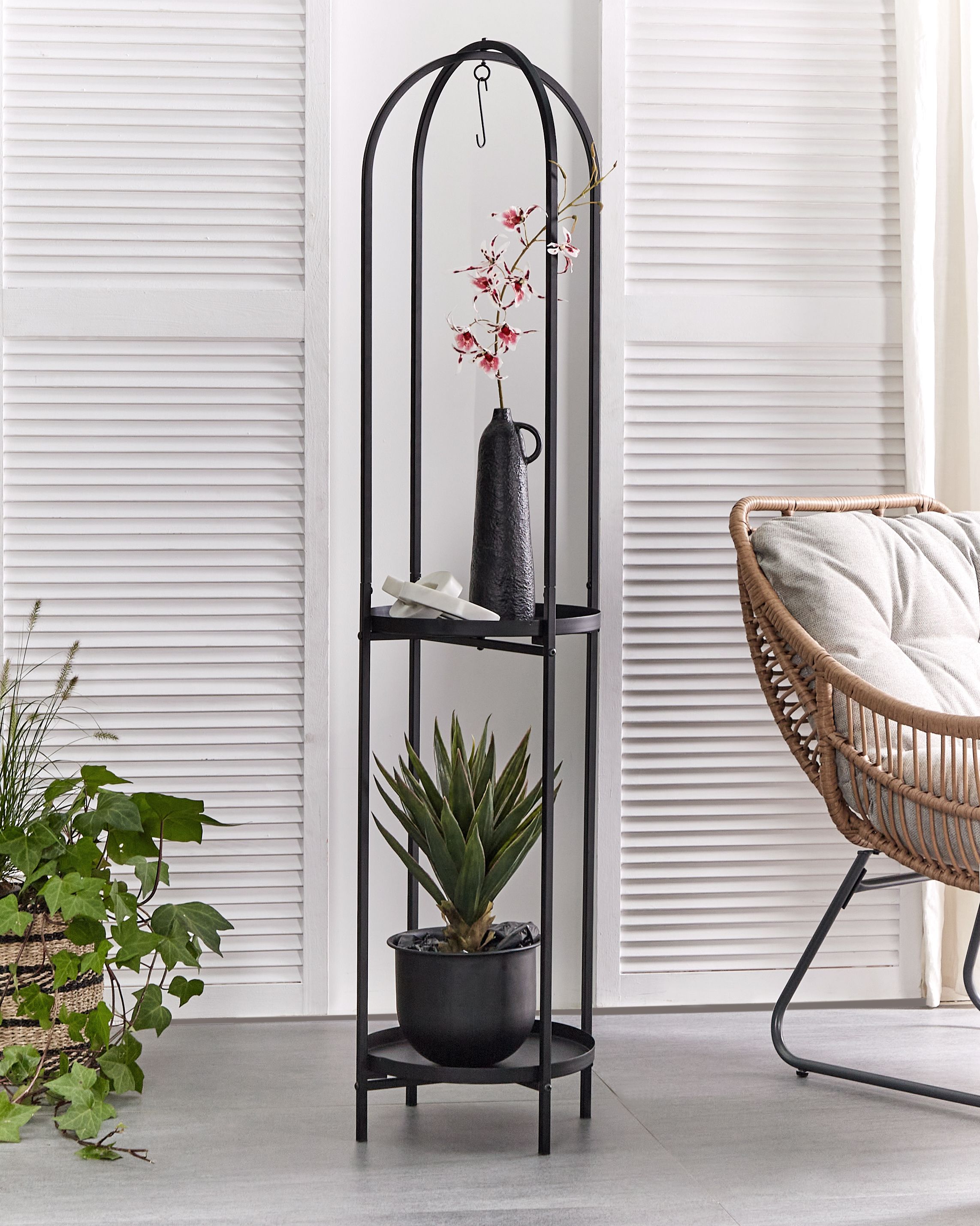 Plant Stand TAMARIX Metal 35 cm Black | Beliani.co.uk