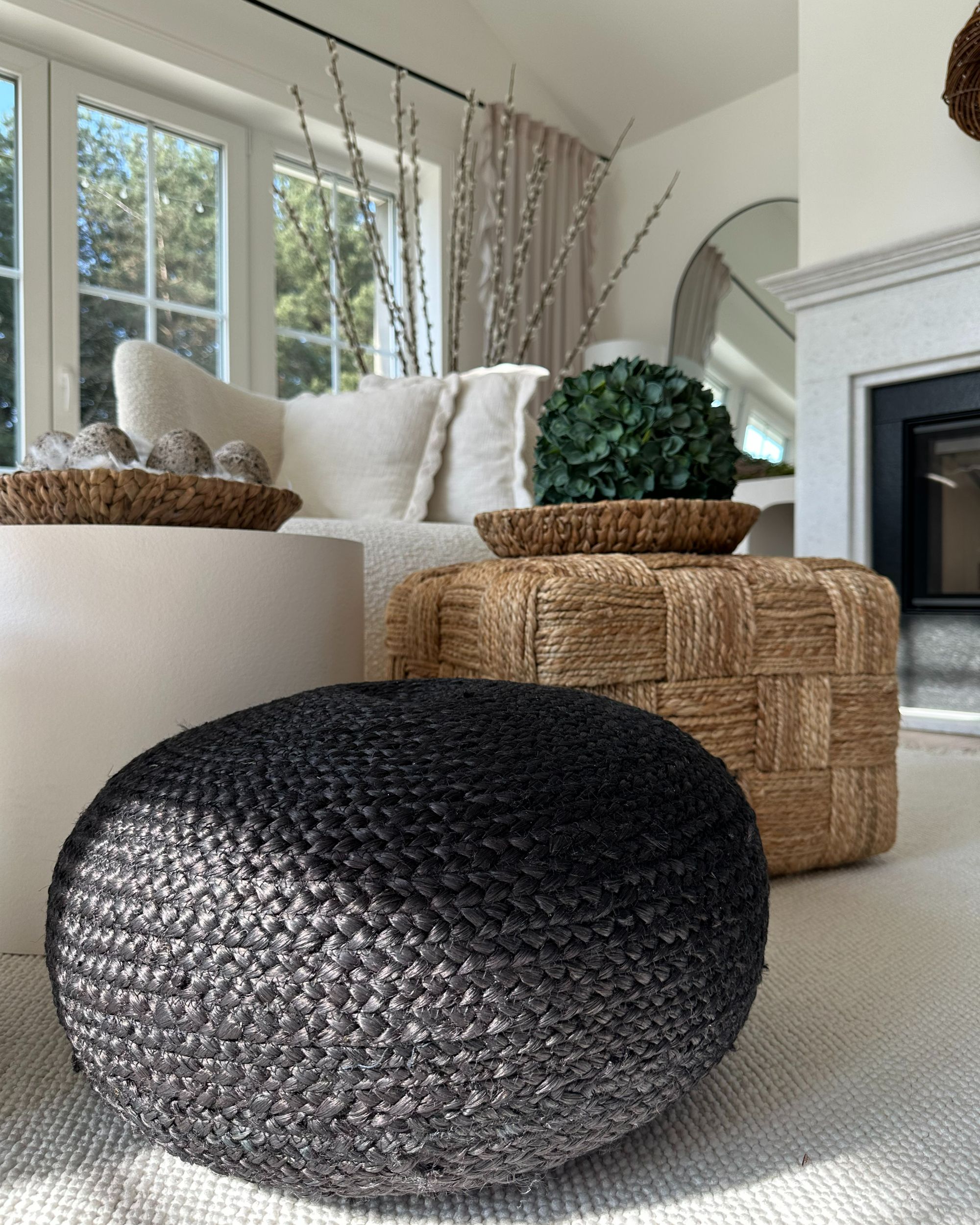 Puf TIFELT Juta Czarny 50 cm 50 cm 20 cm | Beliani.pl