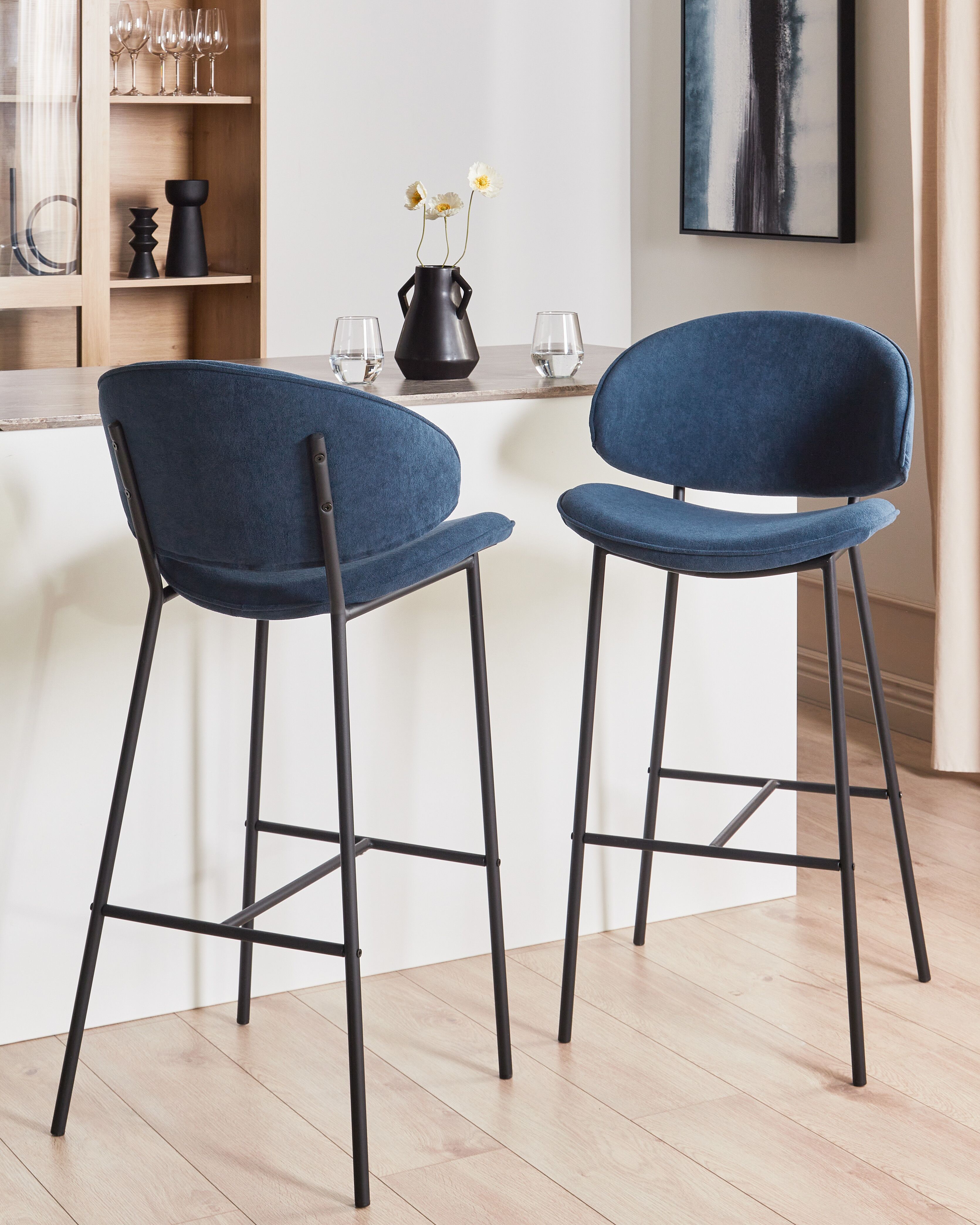 Set of 2 Bar Chairs KIANA Navy Blue | Beliani.co.uk