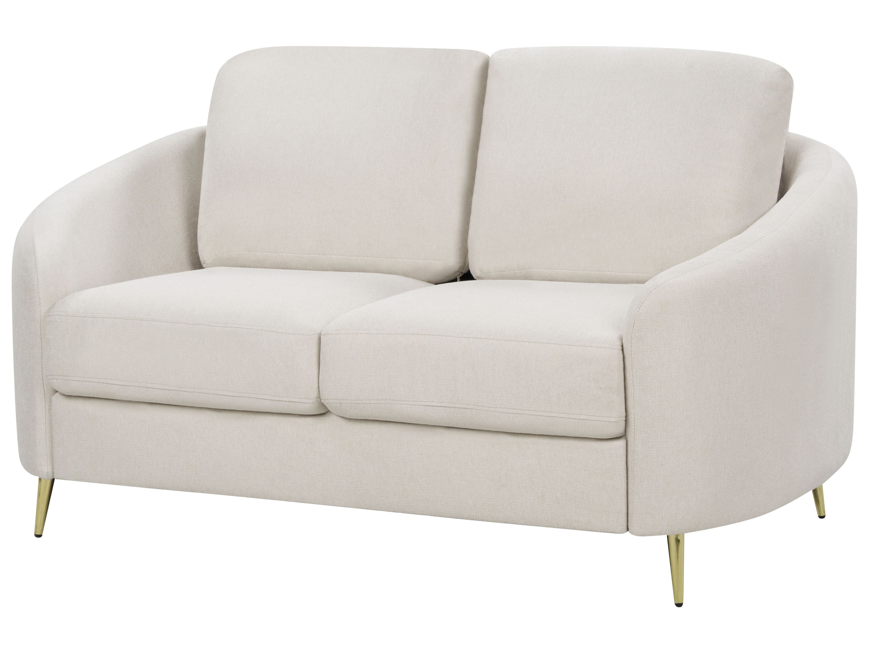 2-Sitzer Sofa hellbeige / gold TROSA | Beliani.ch