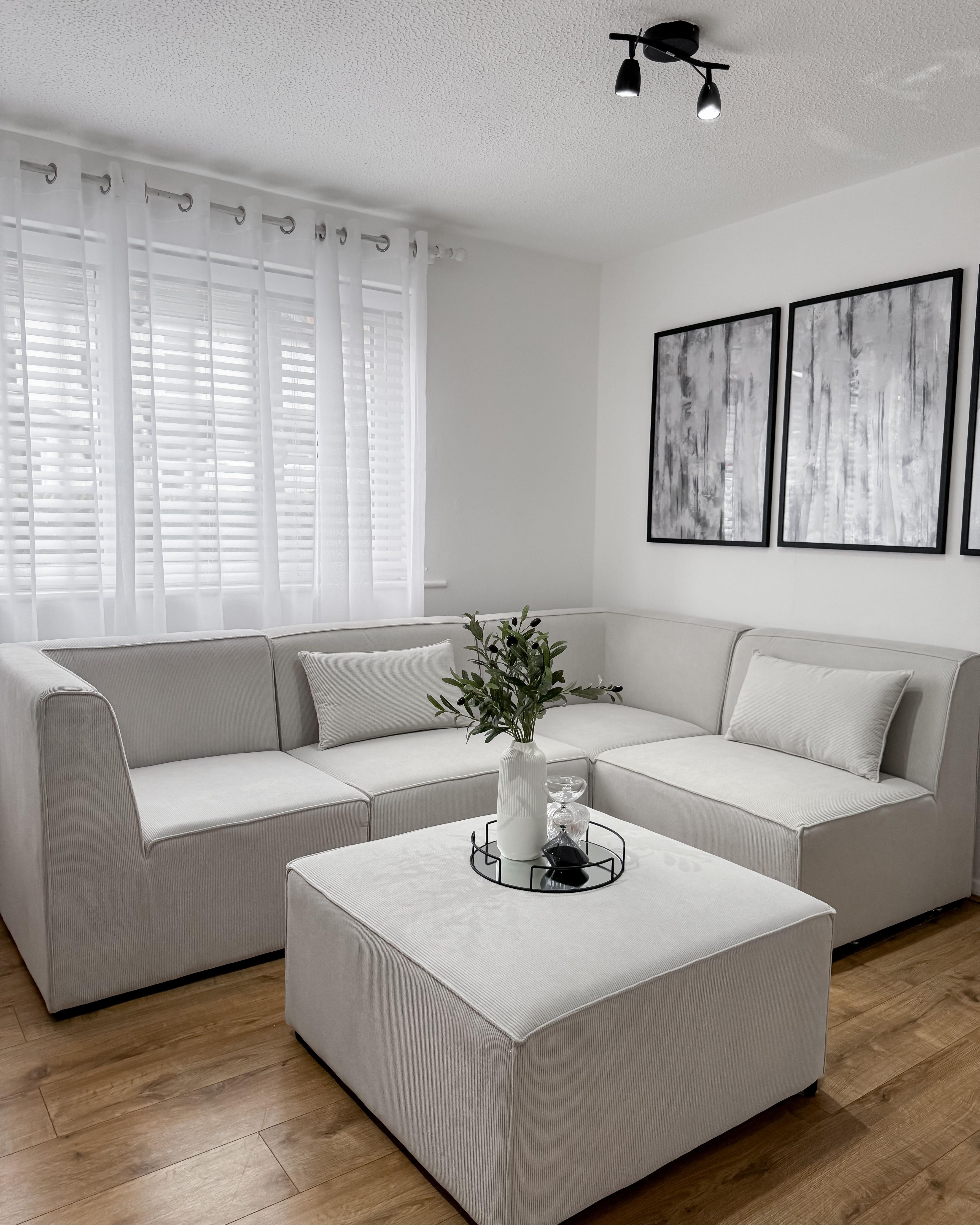 Living Room Set ALLA Fabric Light Beige 5 Seater | Beliani.co.uk
