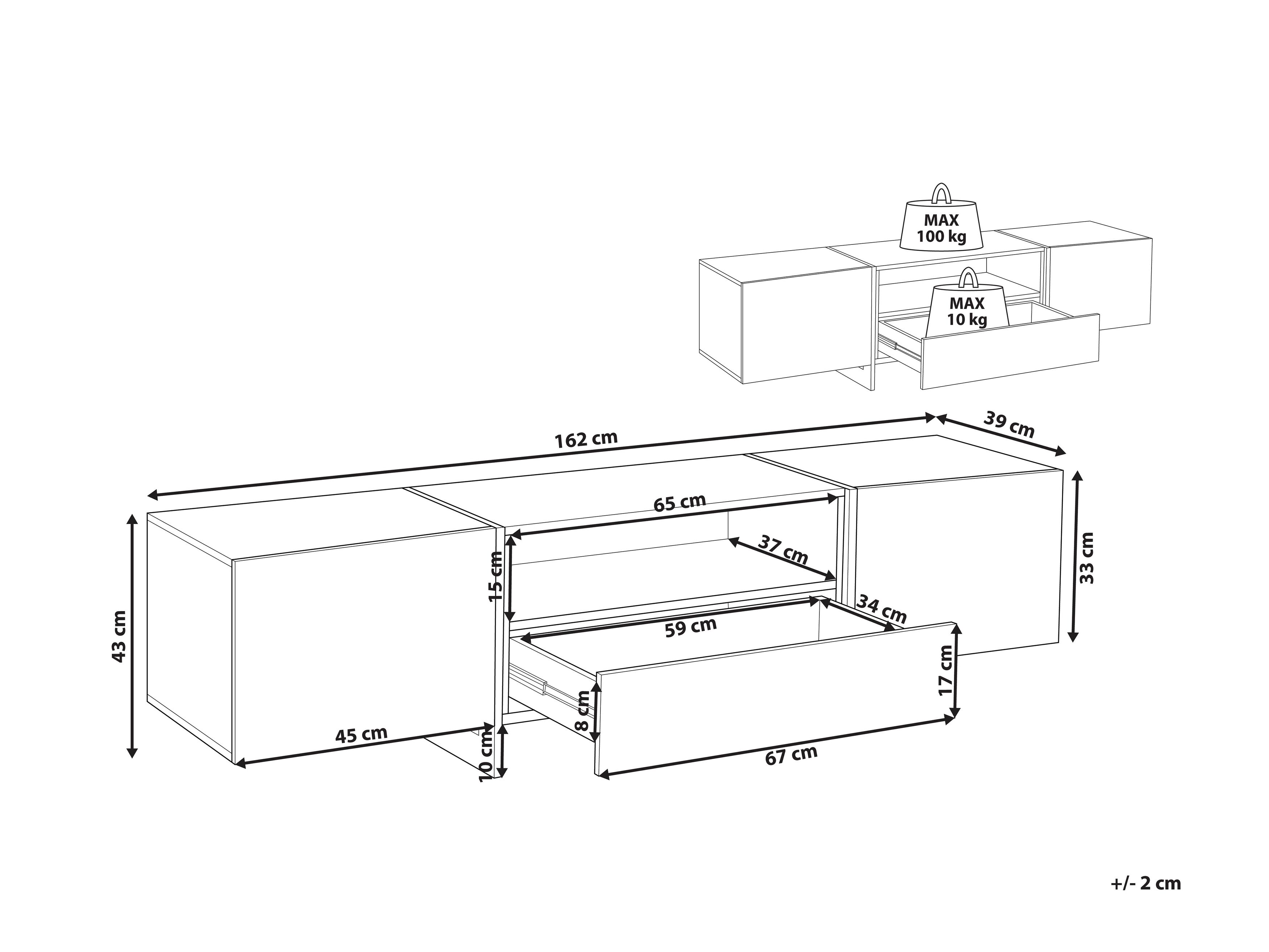 TV Stand LED Concrete Effect with White RUSSEL | Beliani.co.uk