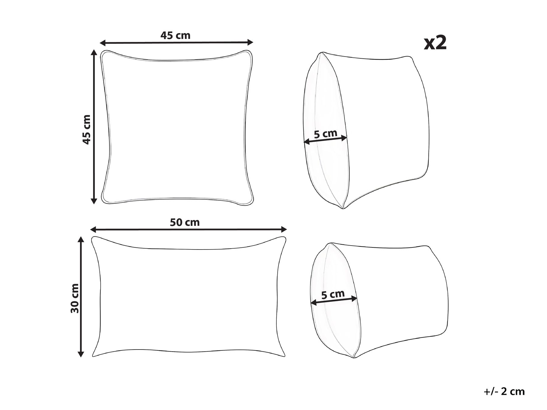 Set of 3 Decorative Cushions HOPEA Cotton 30 x 50 cm 45 x 45 cm ...