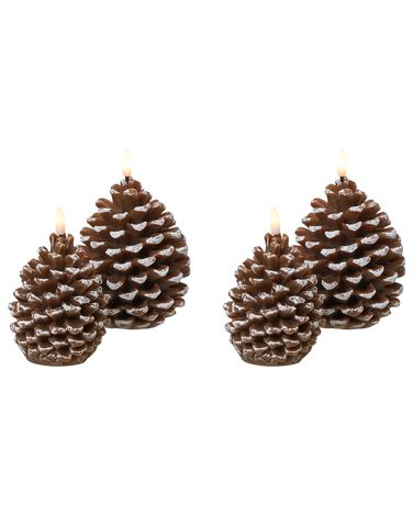 Set of 4 LED Candles IVRESSE Pinecone 15/12 cm Brown | Beliani.co.uk