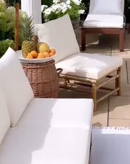 Garden 1-Seat Section CERRETO Bamboo Off-White | Beliani.co.uk
