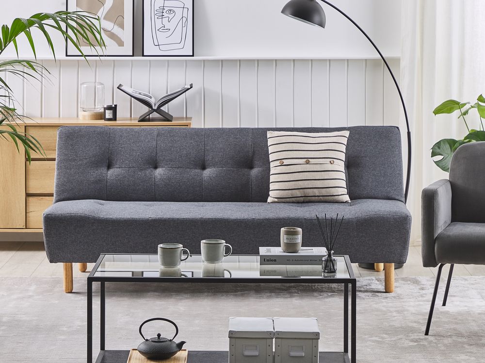Bäddsoffa 3-sits ROXEN Konstläder Svart | Beliani.se
