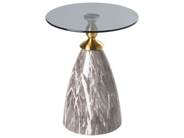 Side Table CADY Tempered Glass Black Marble | Beliani.co.uk