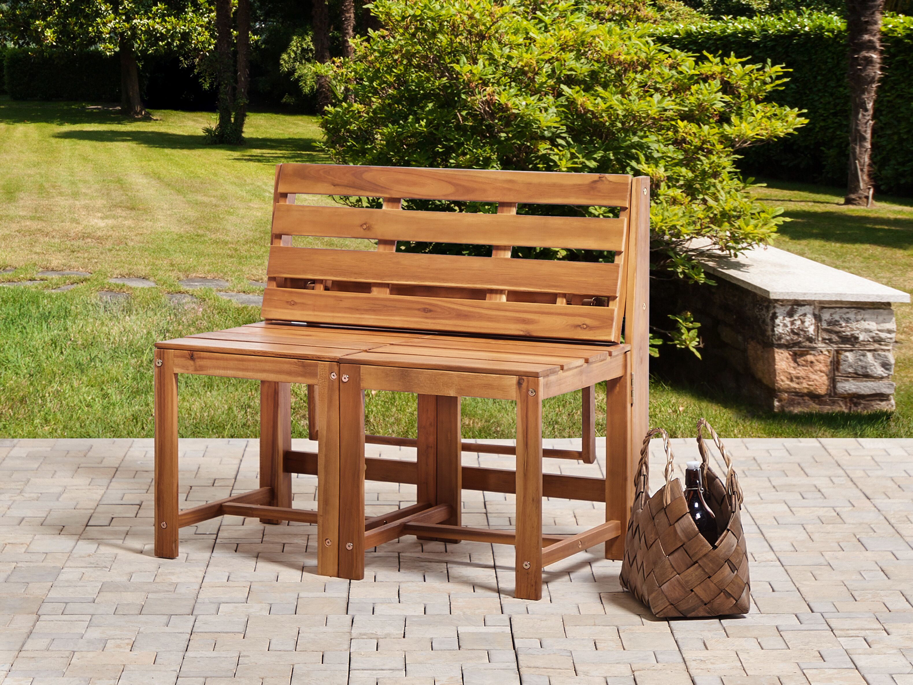 Convertible Garden Bench Bistro Set TUENNO Acacia Wood Brown | Beliani ...