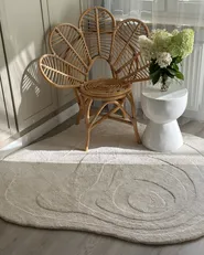 Rug GORANO Light Beige 160 x 160 cm Viscose | Beliani.co.uk