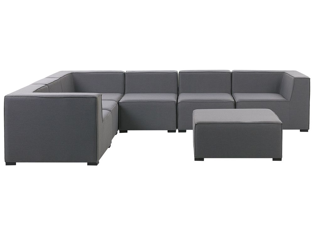 Right Hand 7 Seater Modular Garden Corner Sofa Set Grey AREZZO Beliani