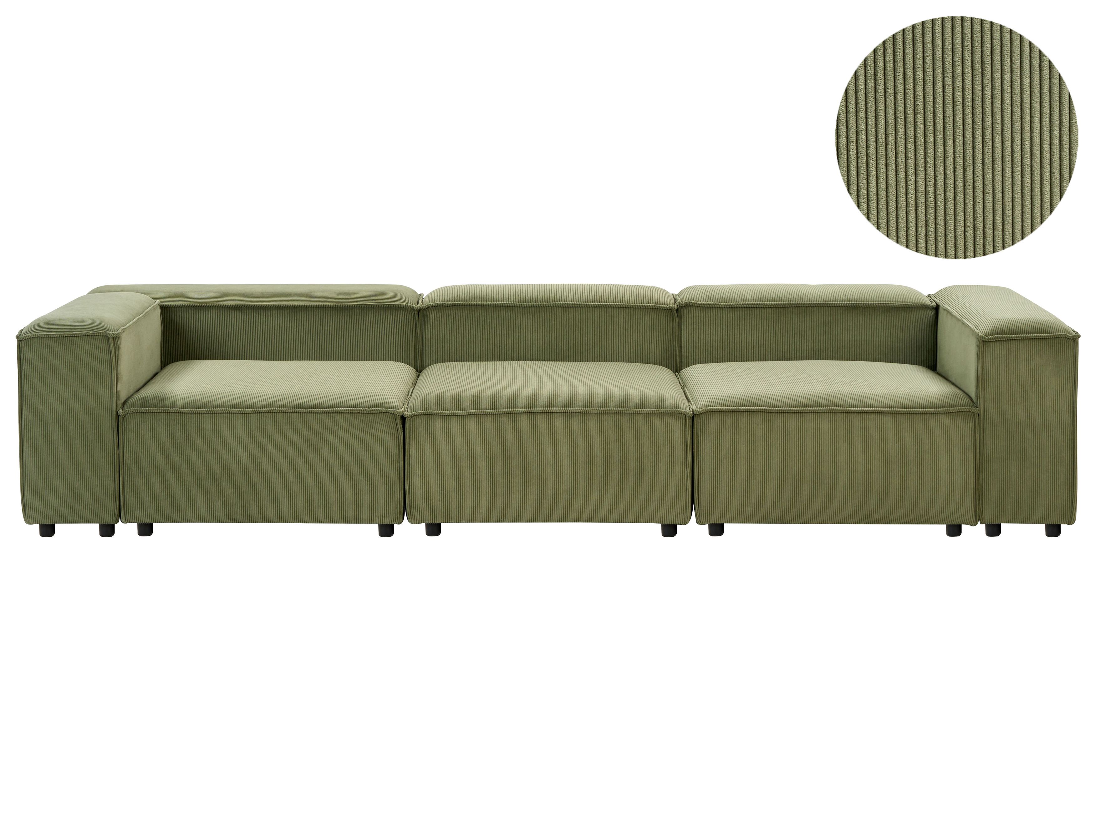 Modular Sofa 3 Seater ARDAL Corduroy Green | Beliani.co.uk