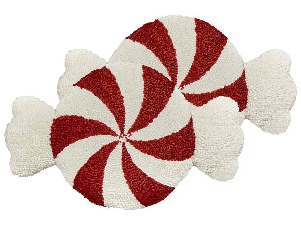 Set of 2 Decorative Cushions SPIRAL CANDY Boucle 35 x 58 cm White ...