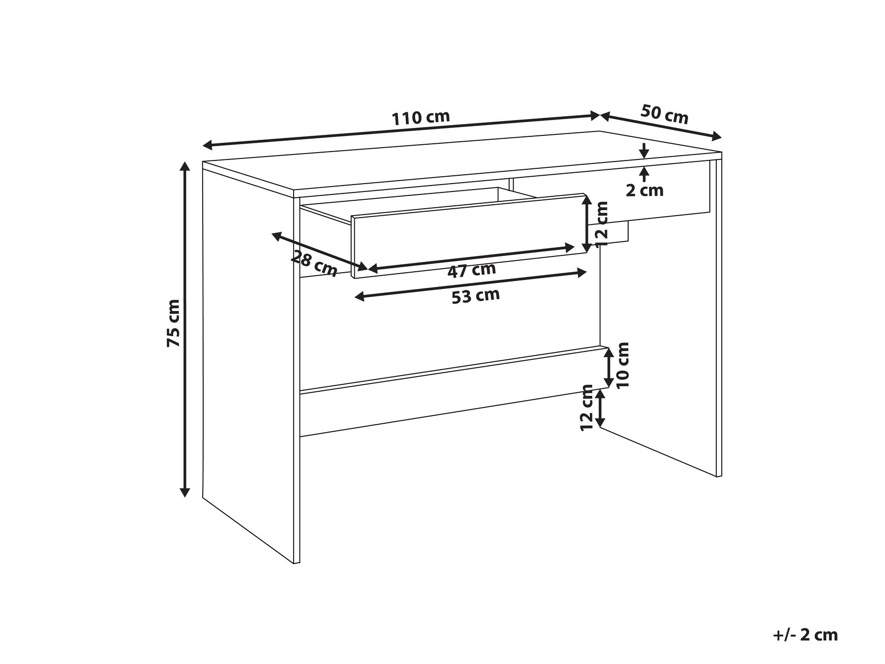 Home Office Desk RONDANE White 110 cm 50 cm | Beliani.co.uk