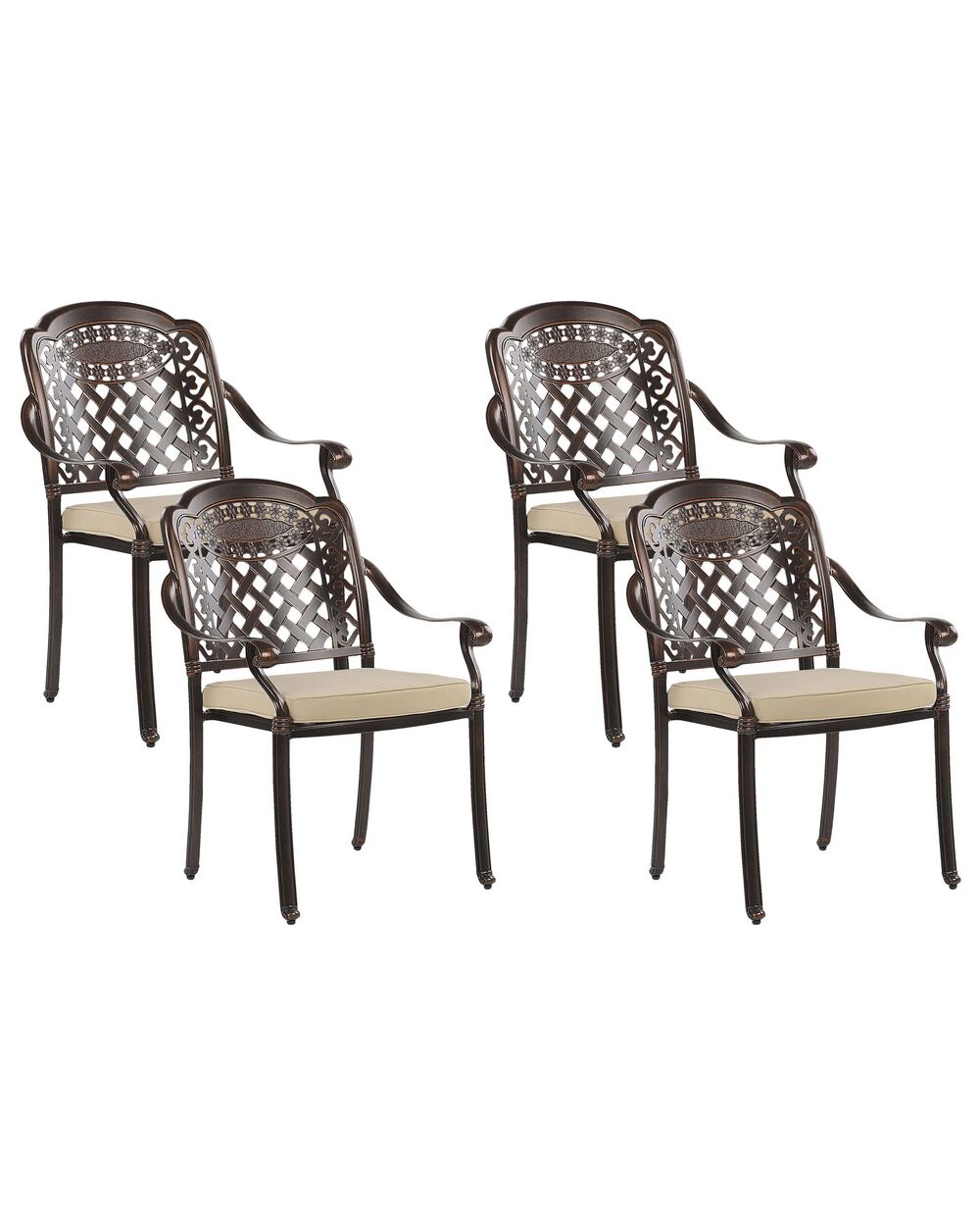 Set of 4 Garden Chairs with Cushions MANFRIA Metal Dark Brown Beliani